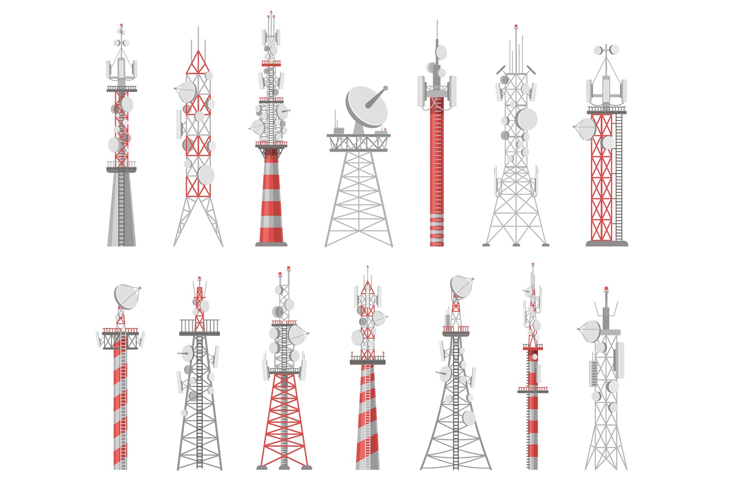 Wireless towers. Telecommunication network tower. Mobile and (1336510 ...