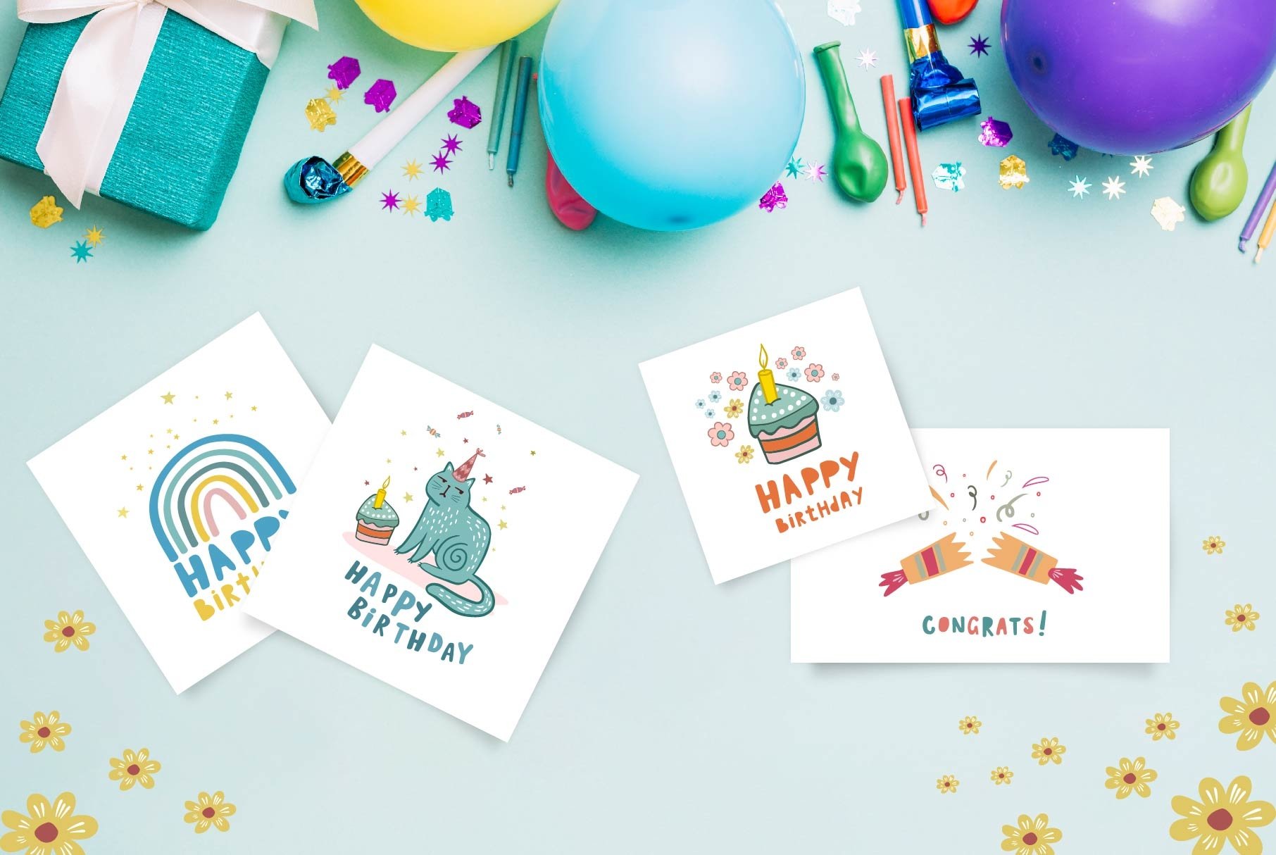 Birthday design. Set of illustrations for a birthday. (519459 ...