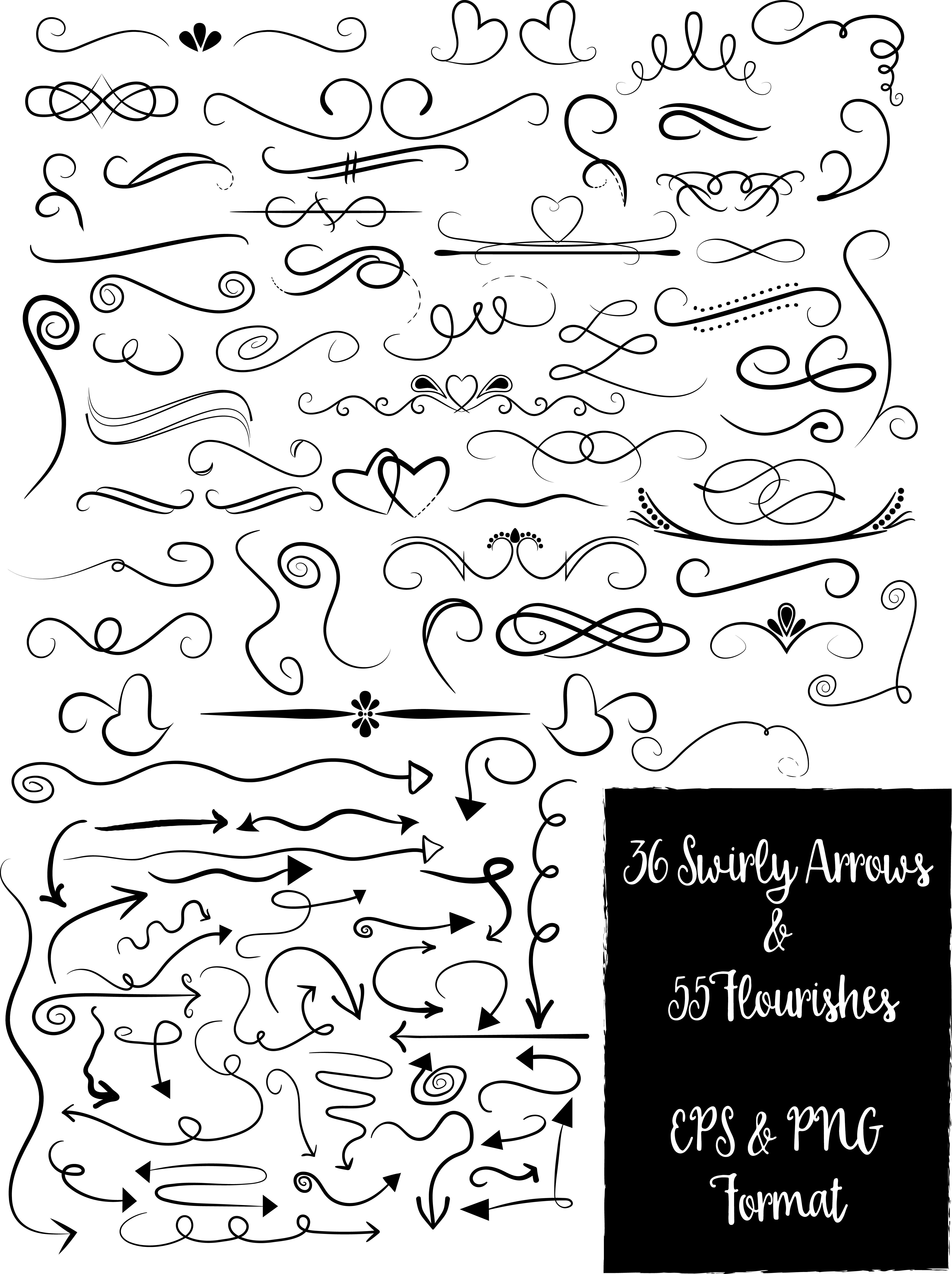 Flourishes, Doodles and Arrows Vector Clip Art (37615) | Illustrations ...