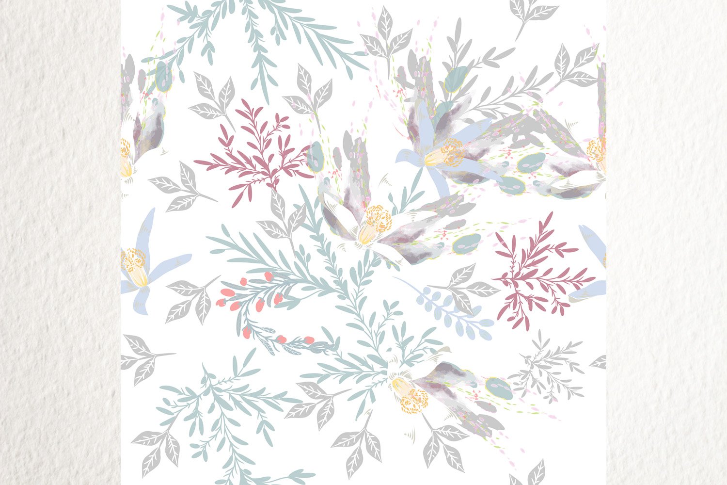 Beautiful pattern with flowers watercolor painted by spots (327771 ...