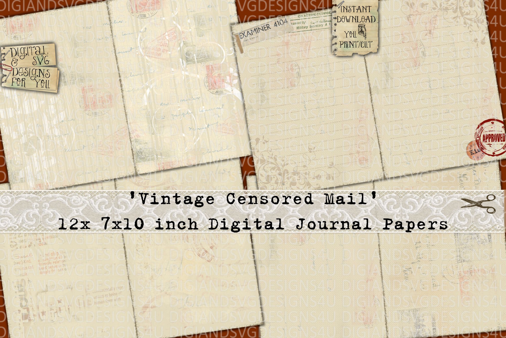 Vintage Junk Journal |Letters| Printable | 12 Pages (903407) | Papers ...