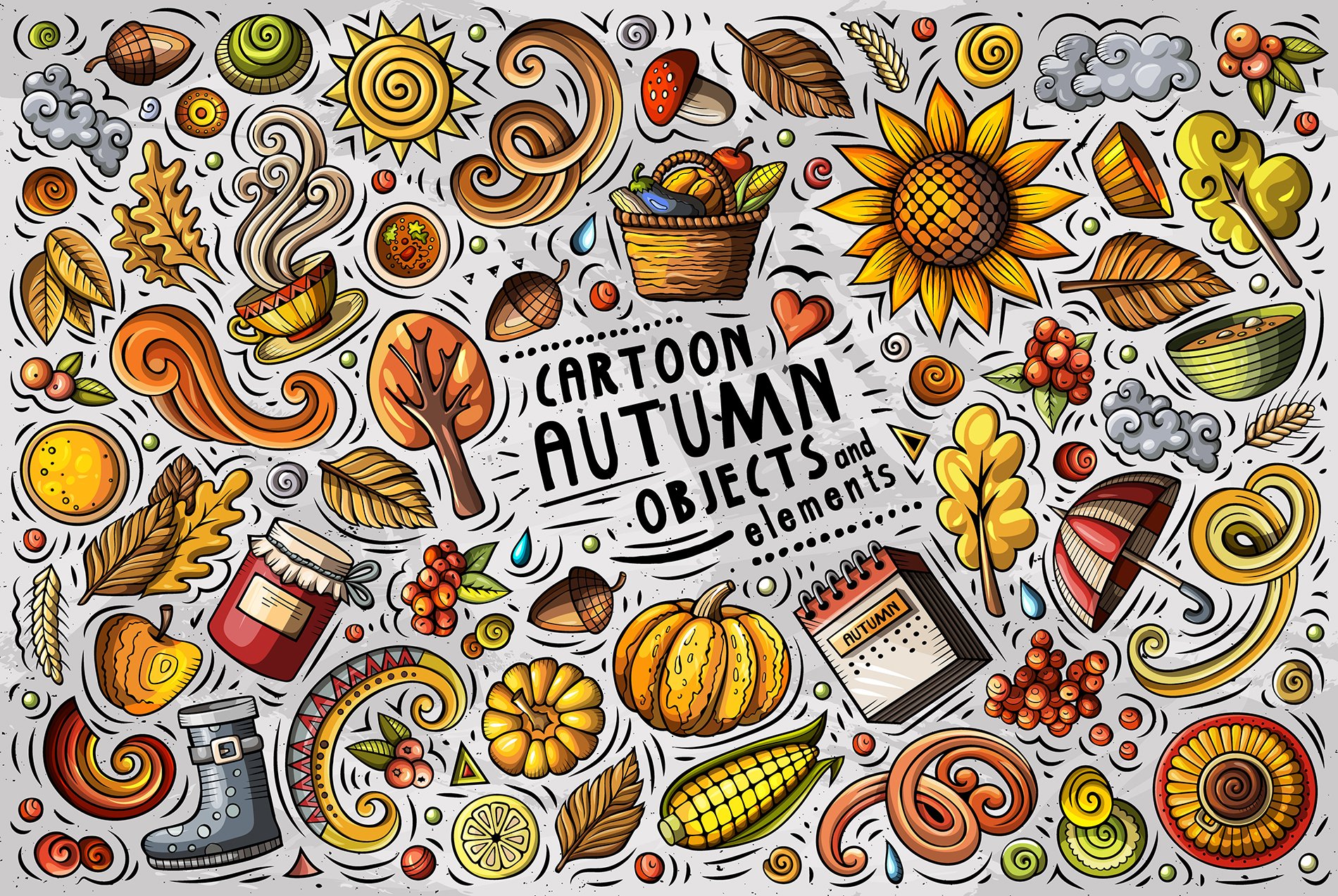 Autumn Cartoon Objects Set (93952) | Objects | Design Bundles