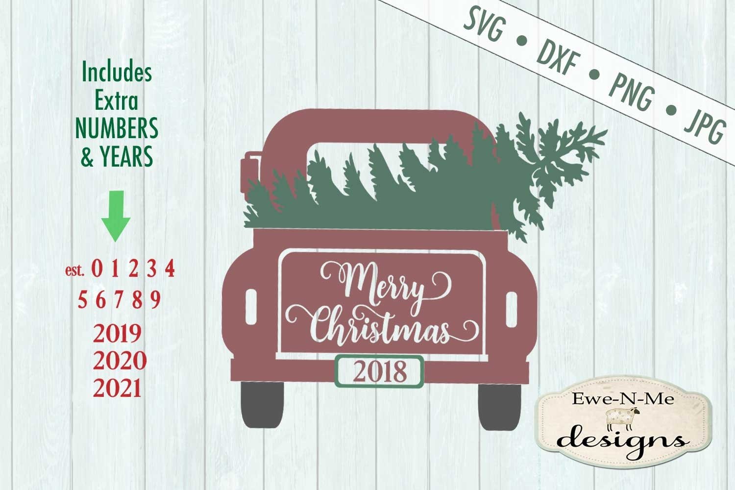 Back of Truck with Tree Merry Christmas SVG DXF Files (217305) | Cut ...