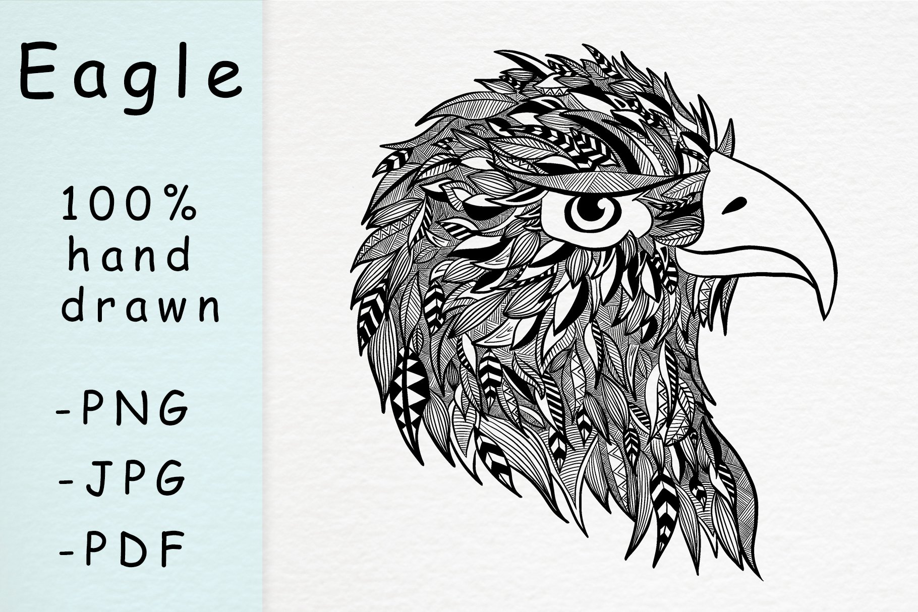 Hand drawn Eagle head with patterns