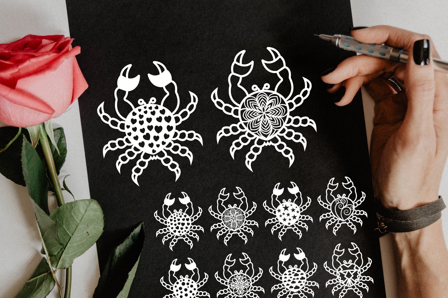 Crab Intricate Paper Cut Design - SVG Cut Files (1084296) | Cut Files ...