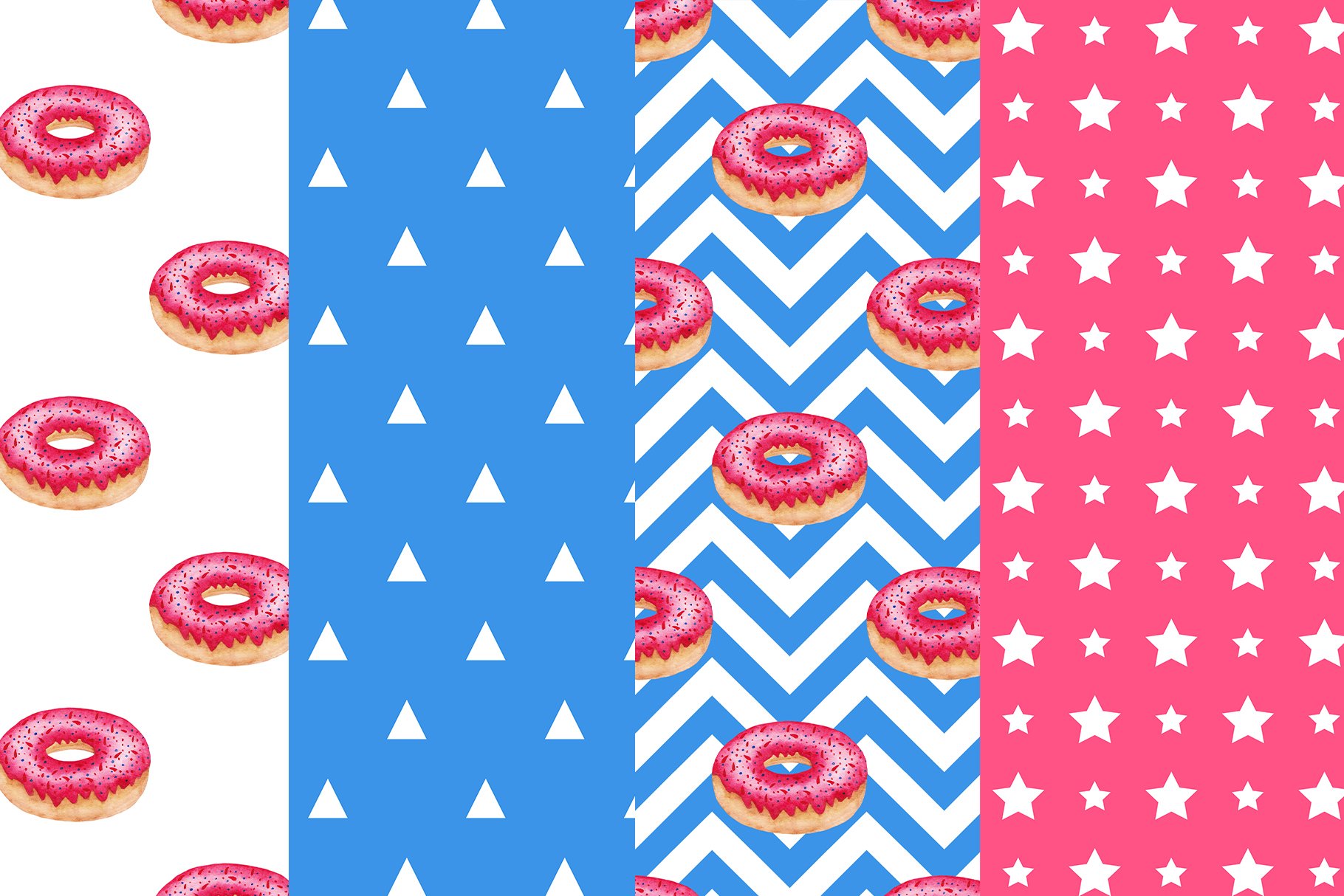 Watercolor Donut Digital Papers (538943) | Patterns | Design Bundles