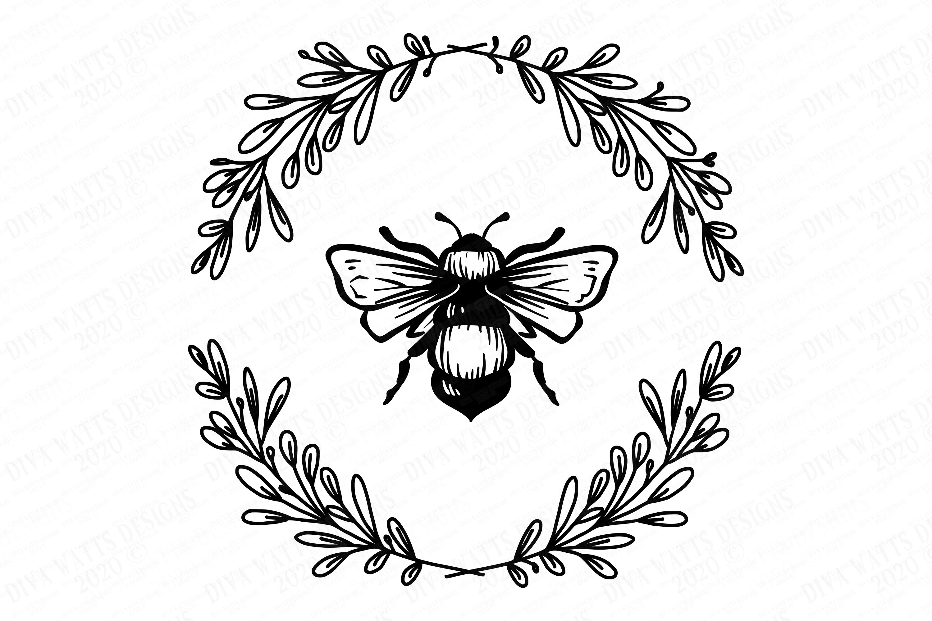 Farmhouse Bumble Bee Wreath - Rustic - SVG DXF EPS - Sign (545584 ...