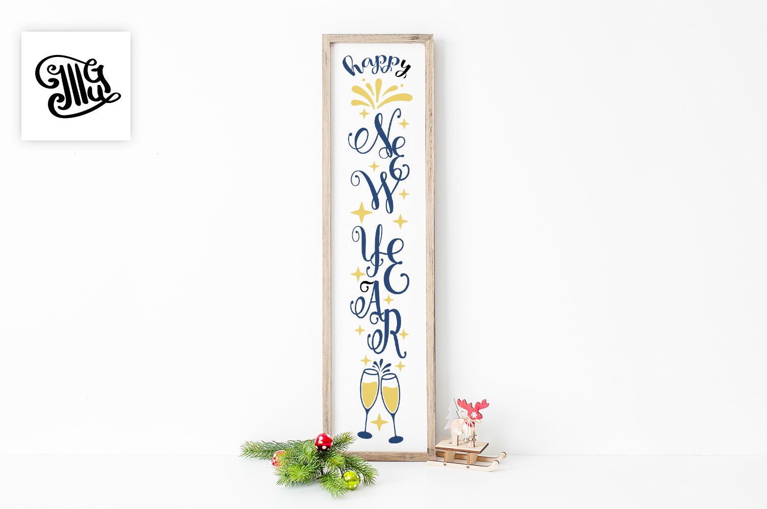 Happy New Year sign SVG | Happy New Year vertical SVG (377979) | SVGs ...