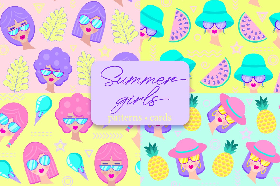 Summer girls (194834) | Patterns | Design Bundles