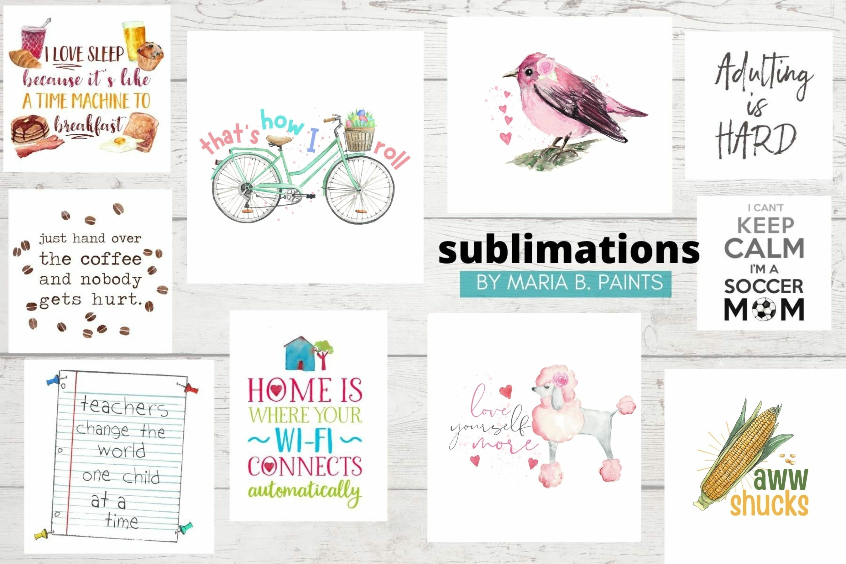 Funny Quotes Sublimation Designs Watercolor Words Sarcastic (1033992 ...