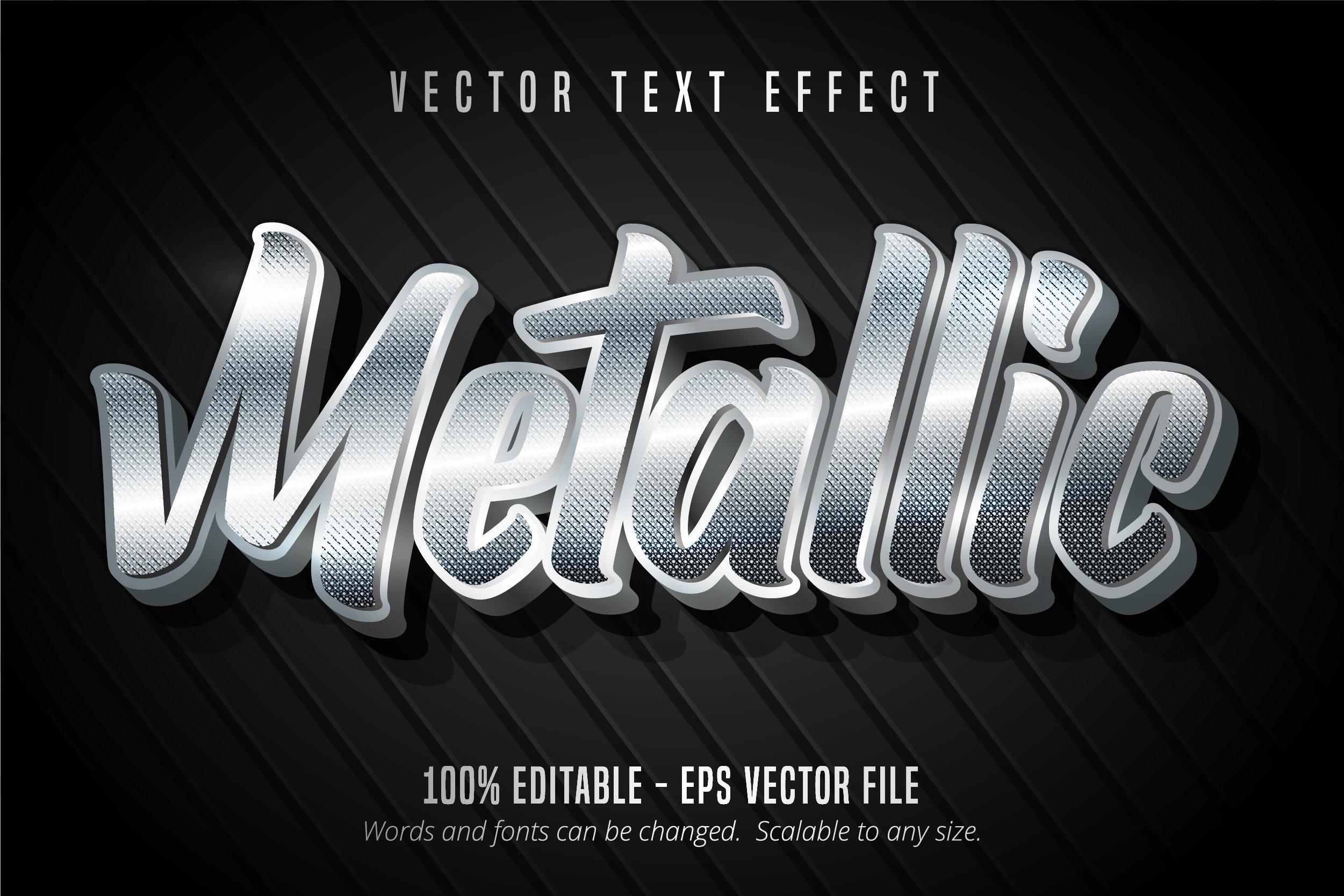 Metallic text, silver style editable text effect (888328) | Illustrator ...