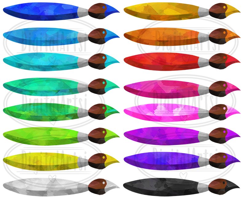 Watercolor Paintbrushes Clipart (188630) | Illustrations | Design Bundles