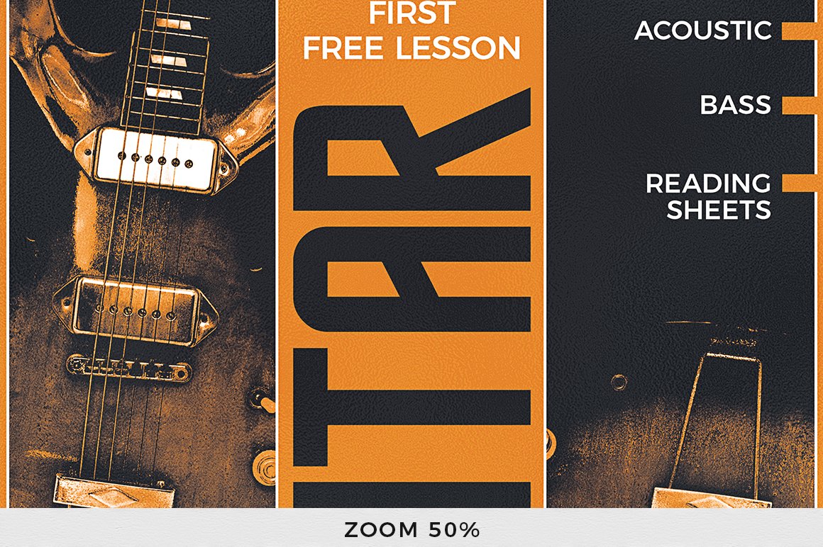 Guitar Lessons Flyer Template V6 (794512) | Flyers | Design Bundles