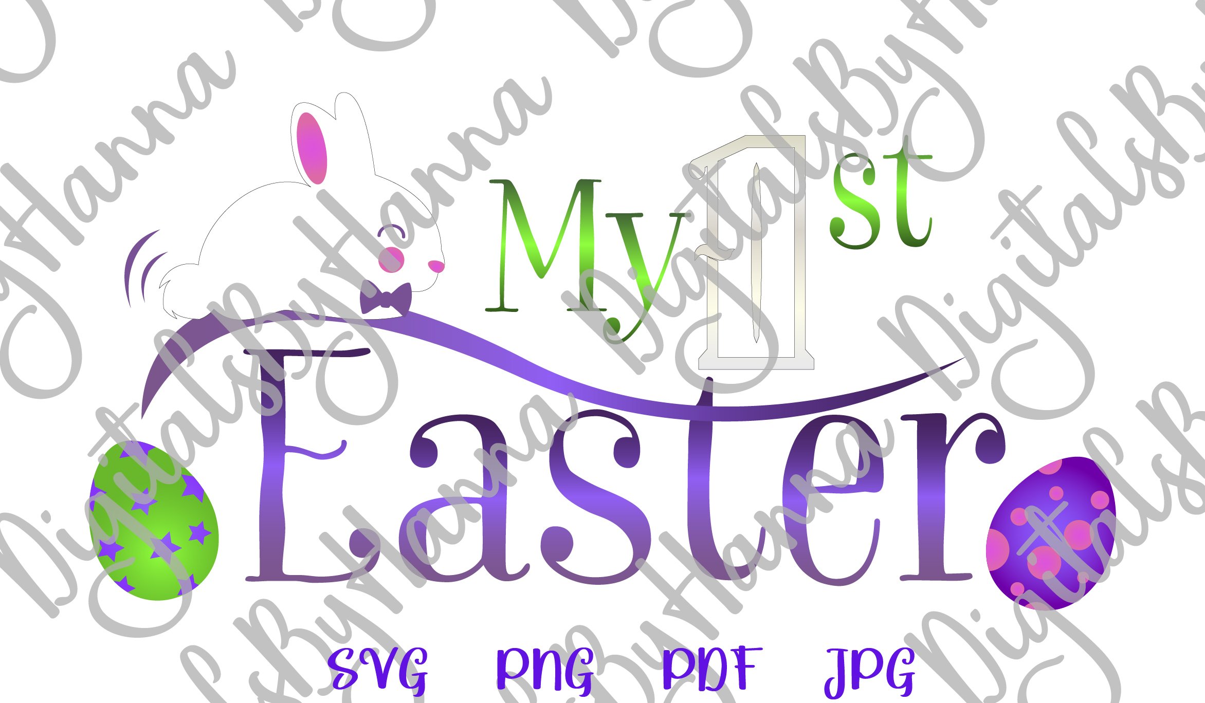 My 1st First Easter Sign Bunny Rabbit Boy Print & Cut PNG SV (419755 ...