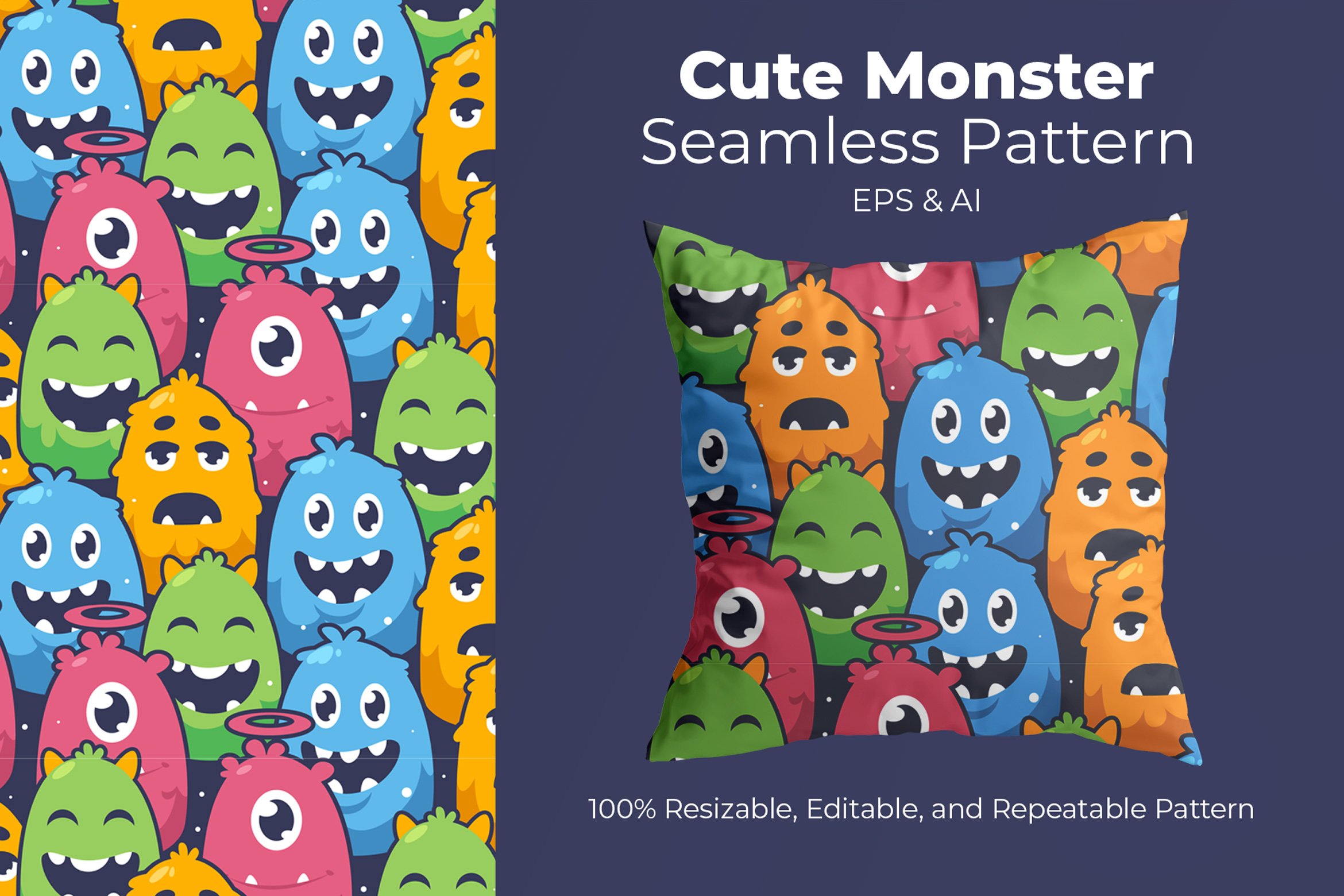 Cute Monster Vol2 - Seamless Pattern