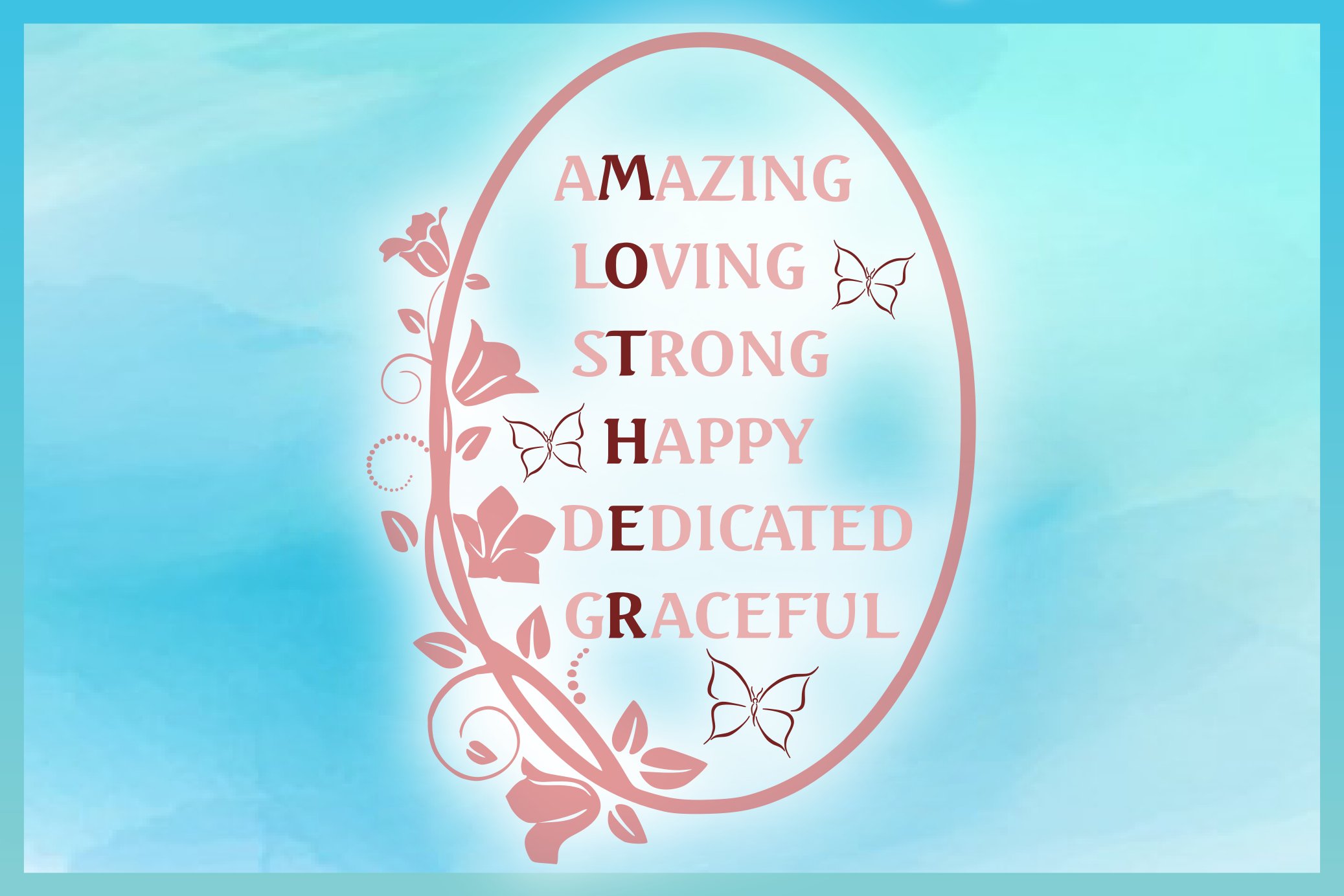 Mother Anagram With Floral Frame SVG (256540) | SVGs | Design Bundles