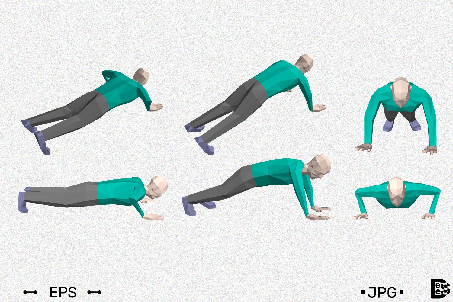 Low poly man doing Push Up. 3d vector illustration. (996232 ...