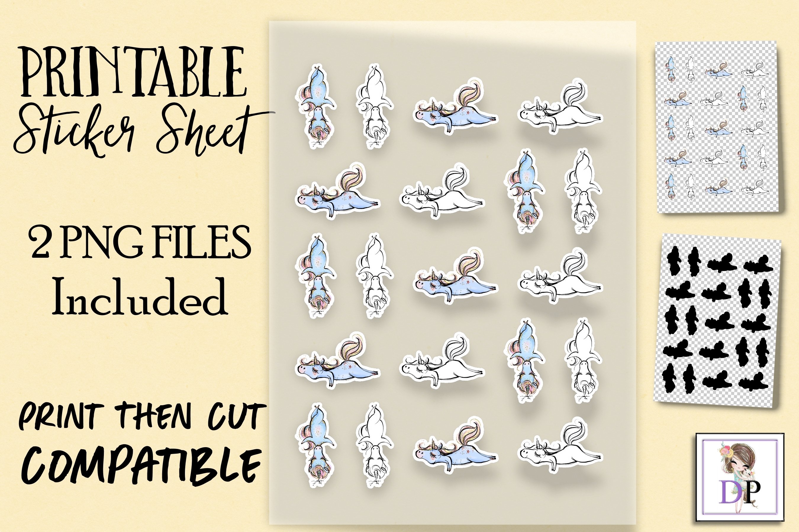 PRINTABLE Planner Stickers Y2 Yoga Unicorn Series Meditation (272470 ...