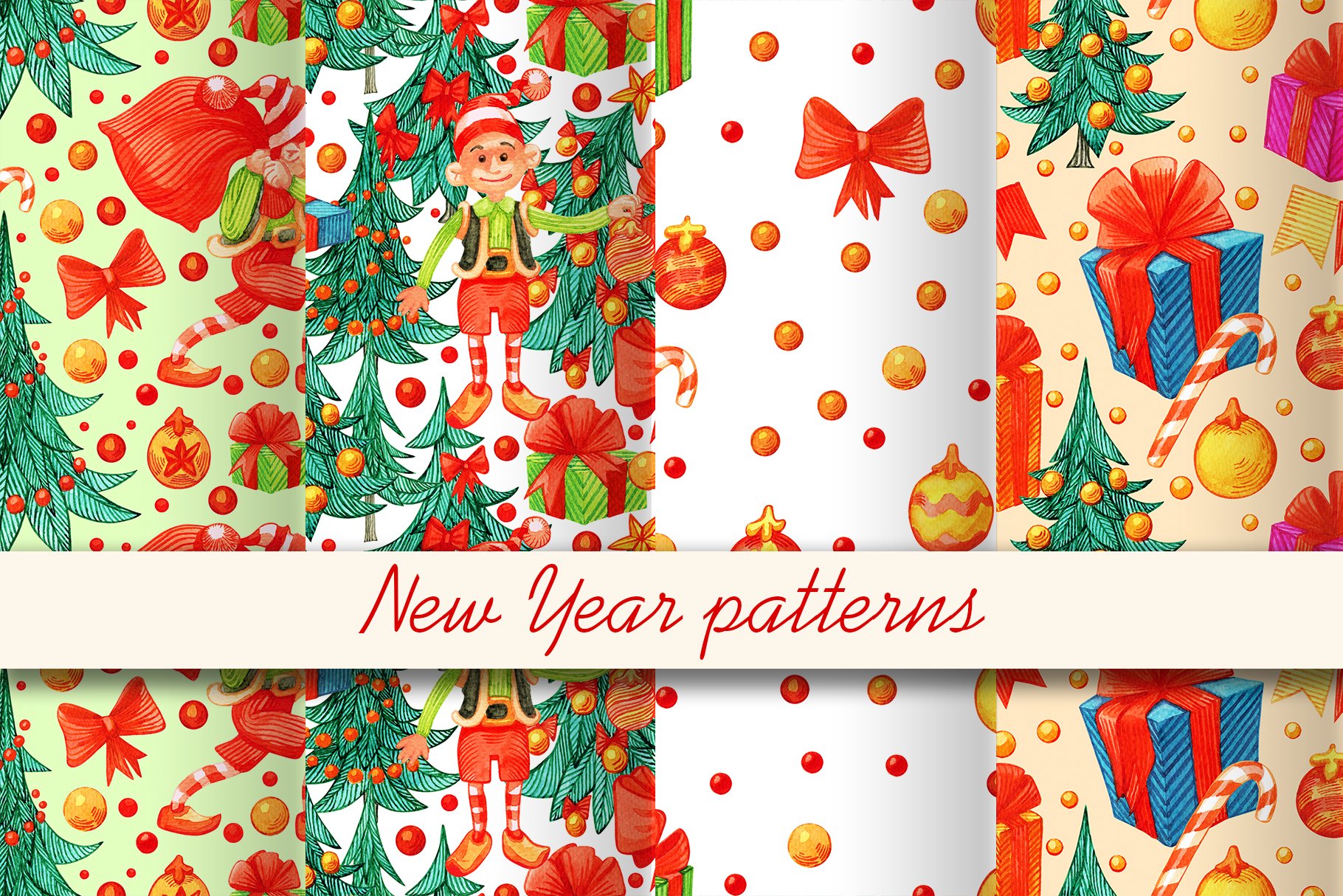 New Year patterns (1084323) | Patterns | Design Bundles