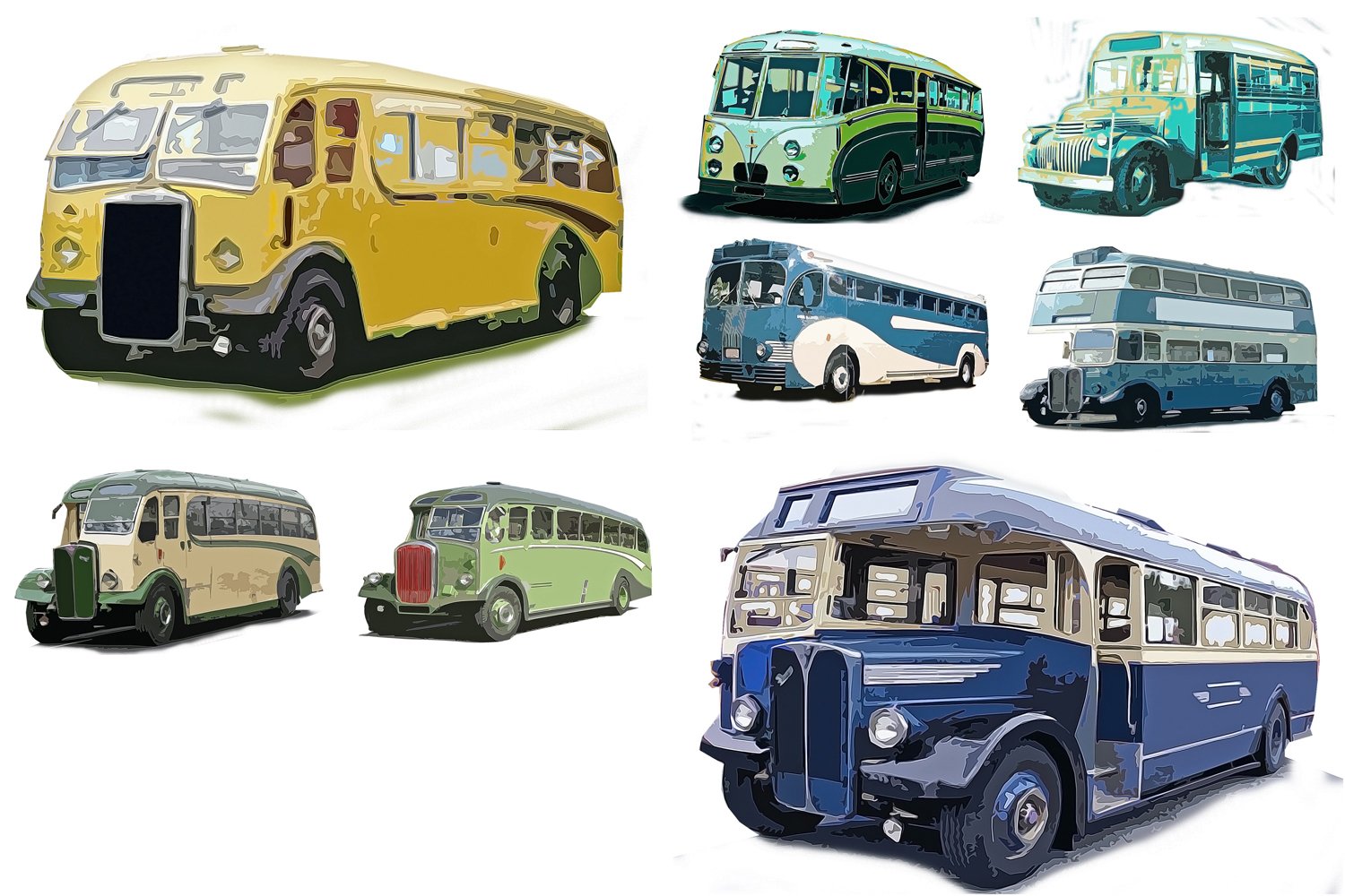 Old Bus Collection - Realistic Painting 18 PNG (265031) | Elements ...