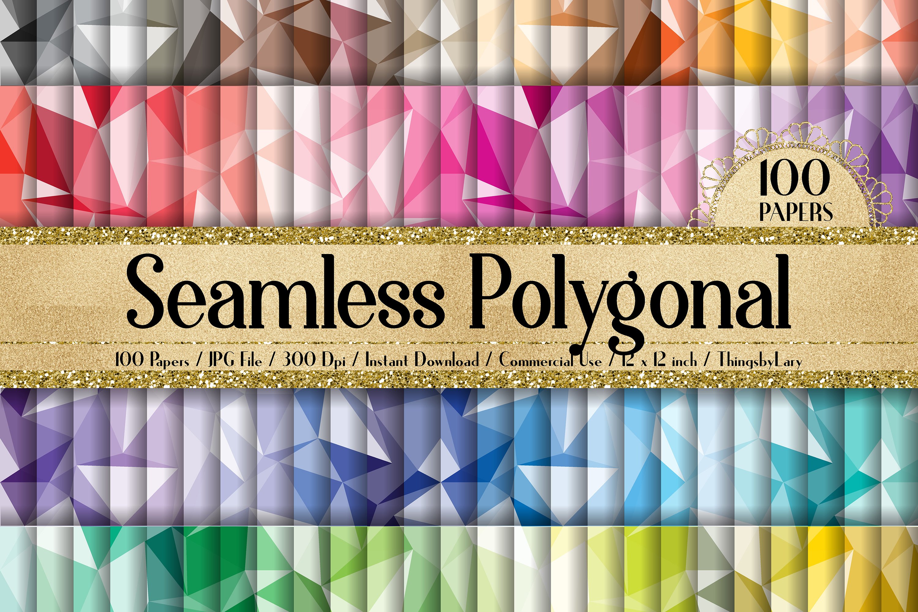 100 Seamless Abstract Polygonal Geometric Digital Papers (454261 ...