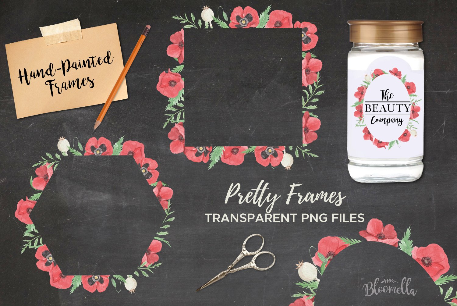 Poppy 7 Frames Foliage Wedding Floral Flowers Red Poppies