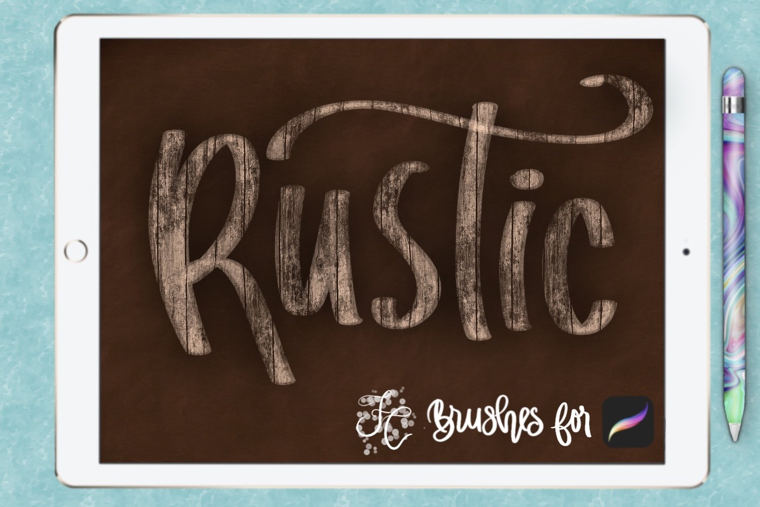 FC-mono-oval-bevel-wood grain set for PROCREATE (205638) | Add ons ...