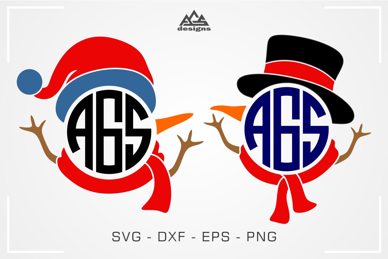 Snowman Christmas Monogram Frame Svg Design (373047) | SVGs | Design ...