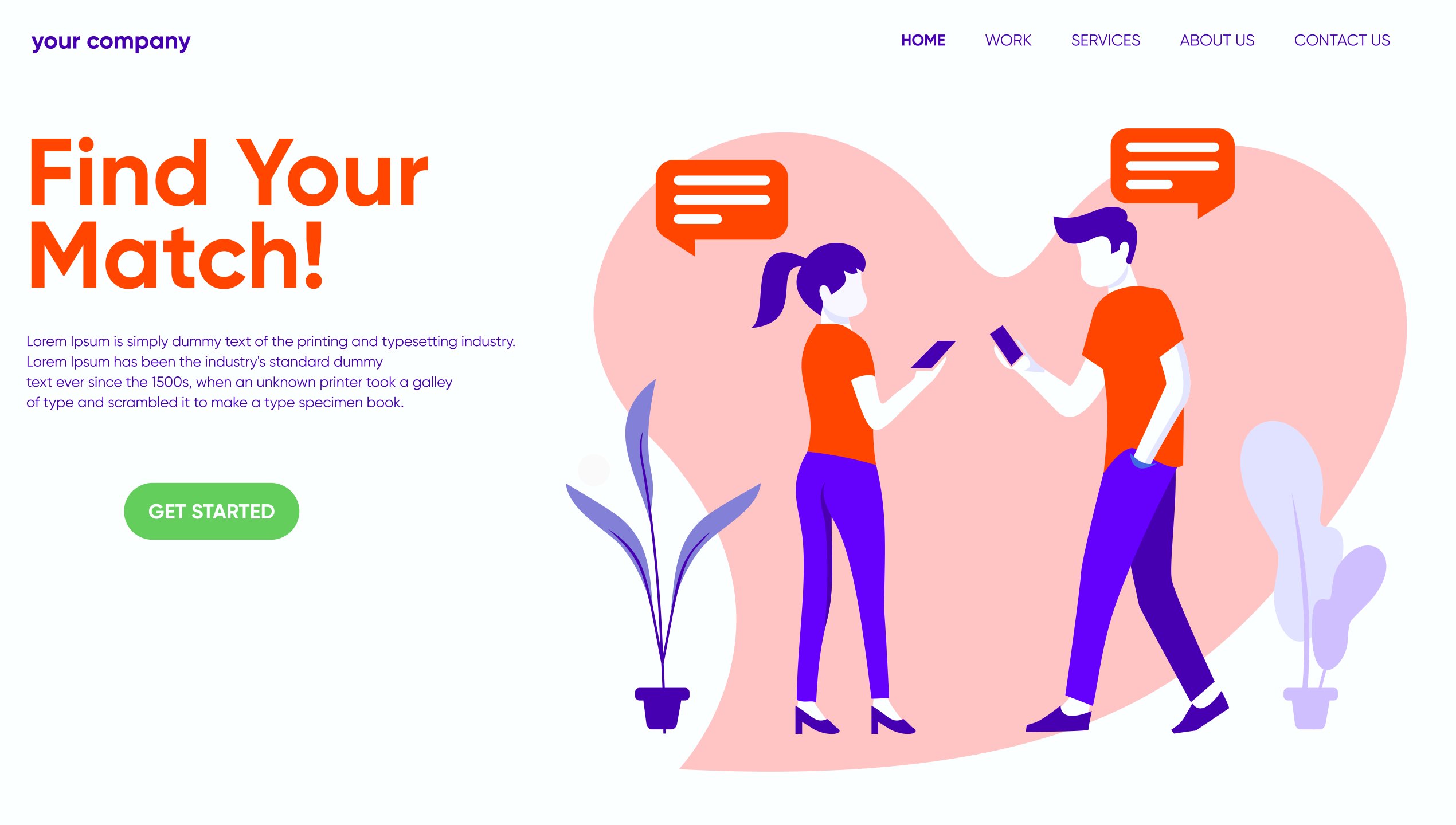 Find Your Match Online Dating Landing Page (344744) | Illustrations ...
