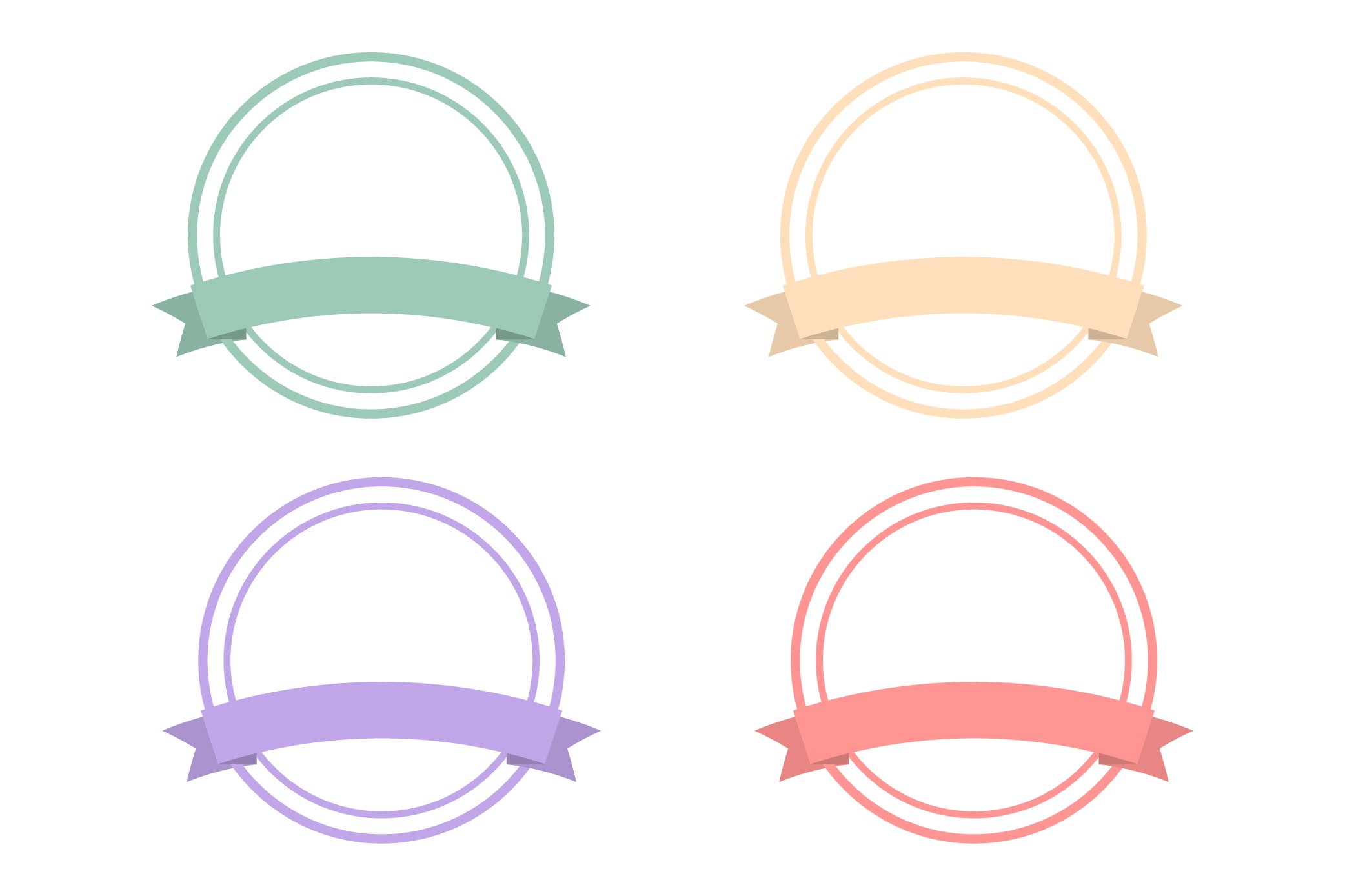 Round frame border set with colorful ribbons. (1375867) | Icons ...