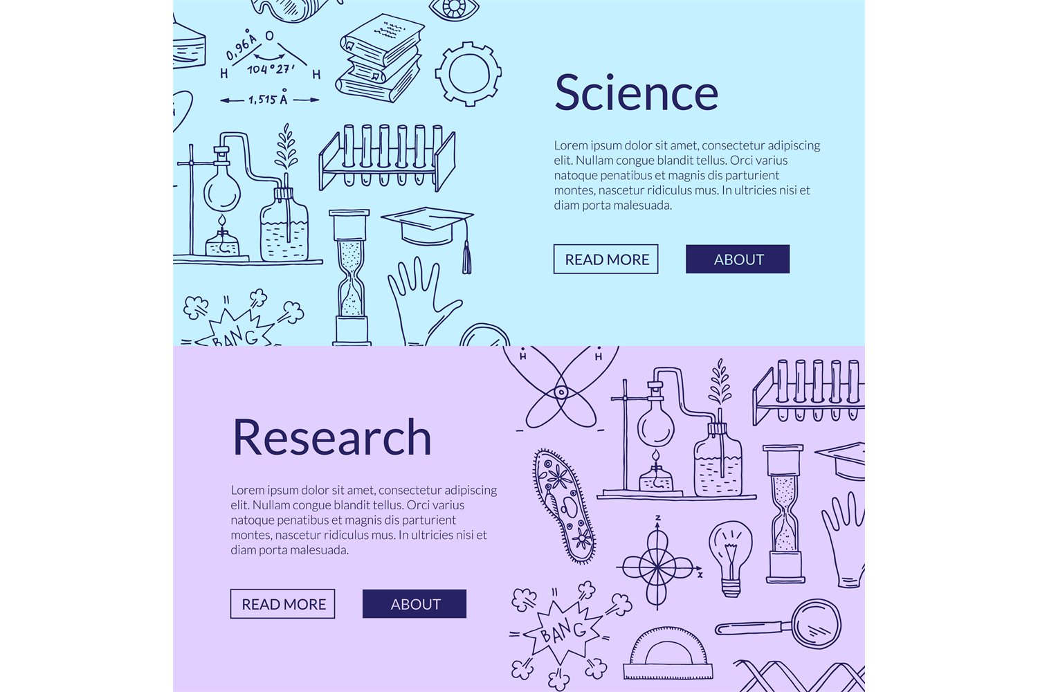 Vector web banner templates with hand drawn science elements (847483 ...