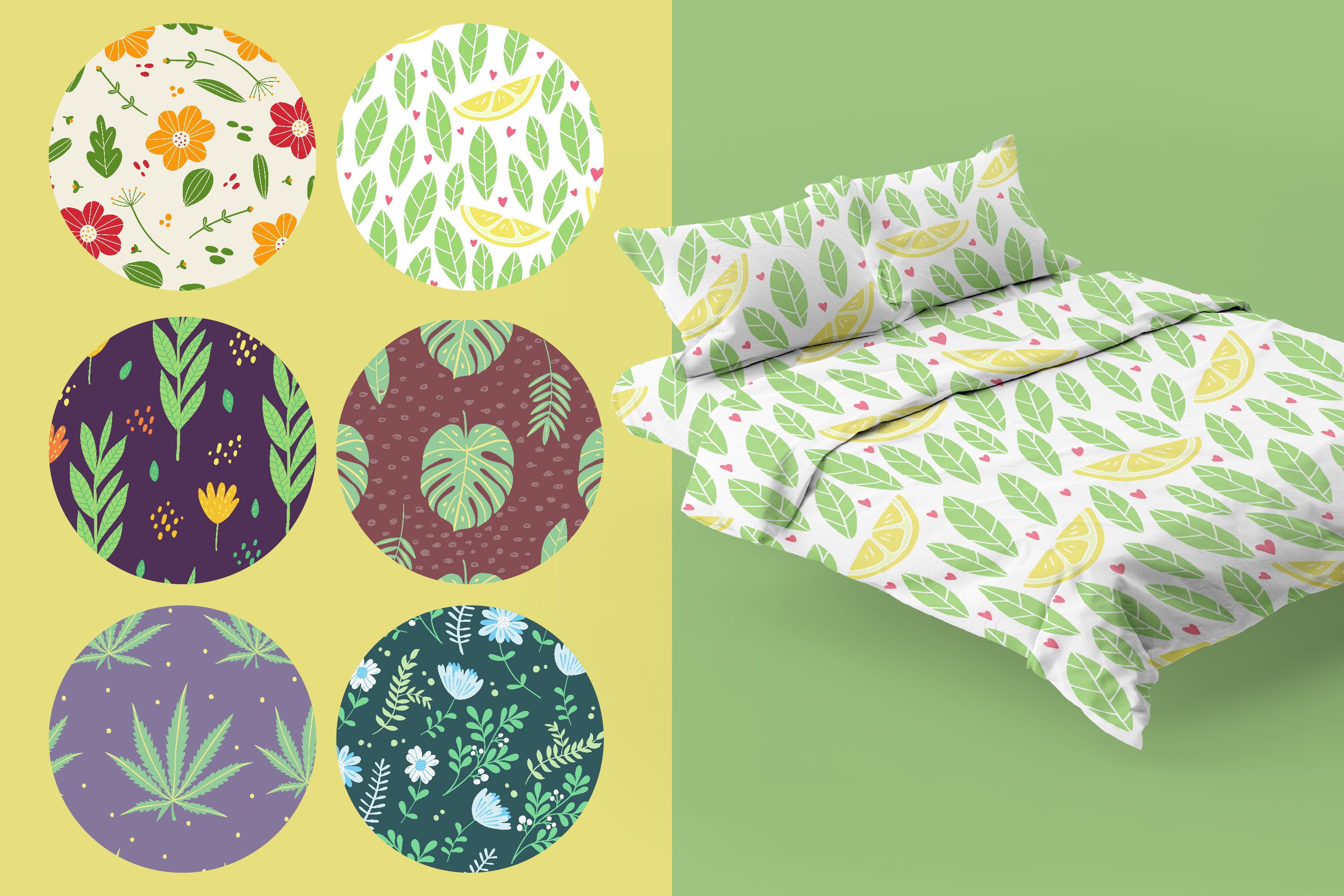 Seamless patterns with Flowers and Leaves. (776959) | Patterns | Design ...