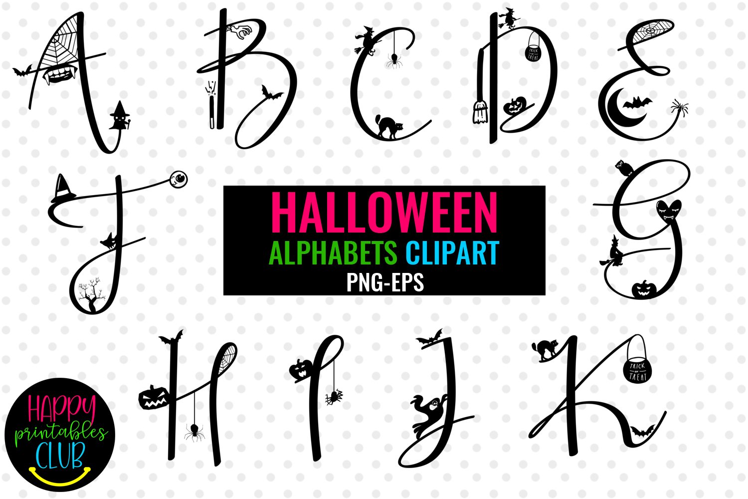 Halloween Alphabets Clipart I Halloween Alphabets A-Z