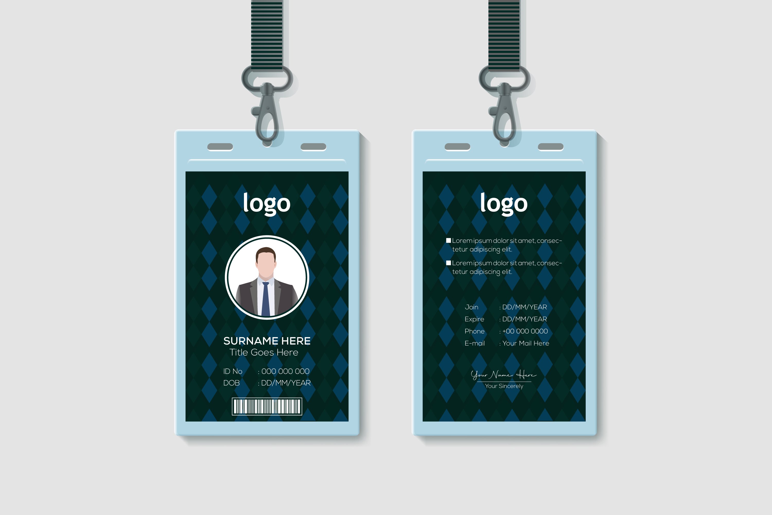 Teacher Identity Card Template Design Vector Format