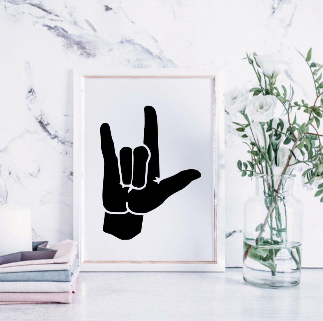 I love you sign language Wall Art Print Printable I love you sign for ...