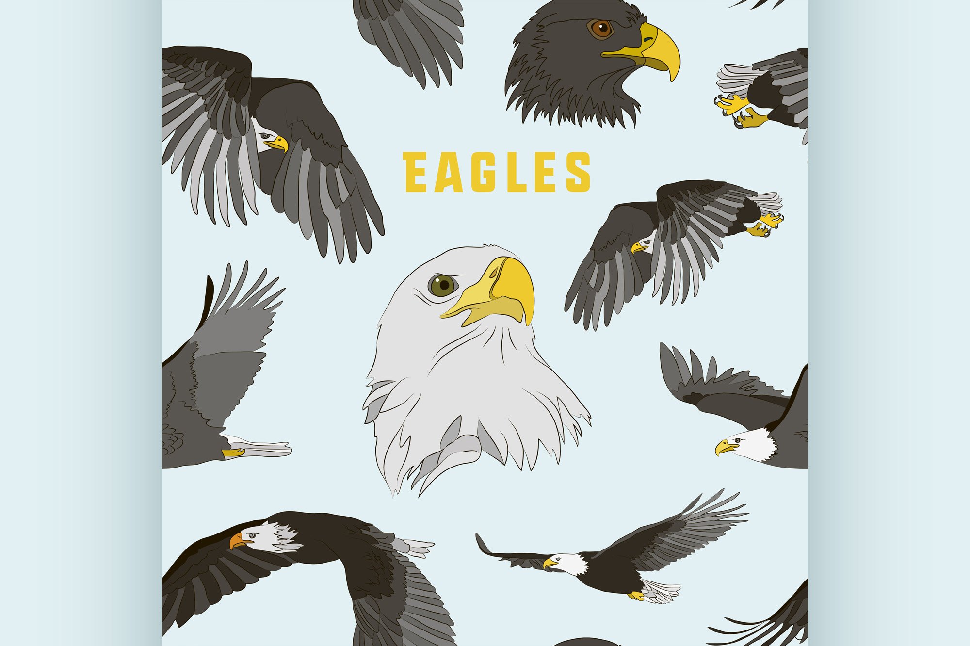 Set of eagles pattern (673734) | Illustrations | Design Bundles