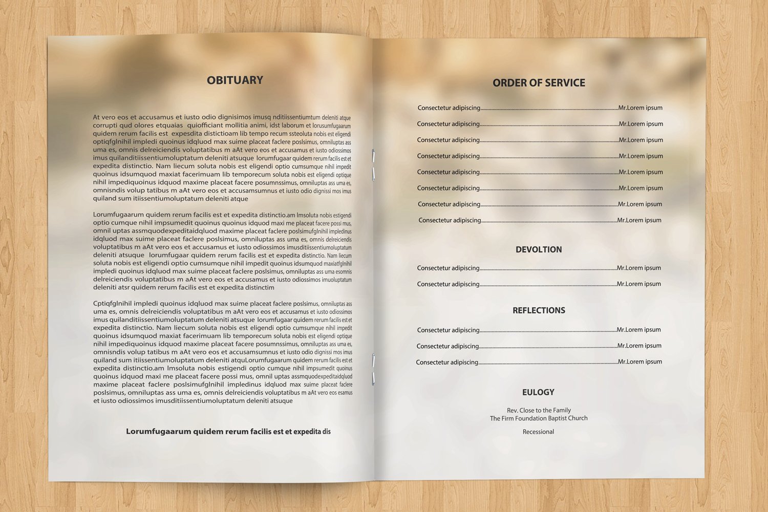 8 Page Funeral Program Template, Photoshop Template (414302 ...