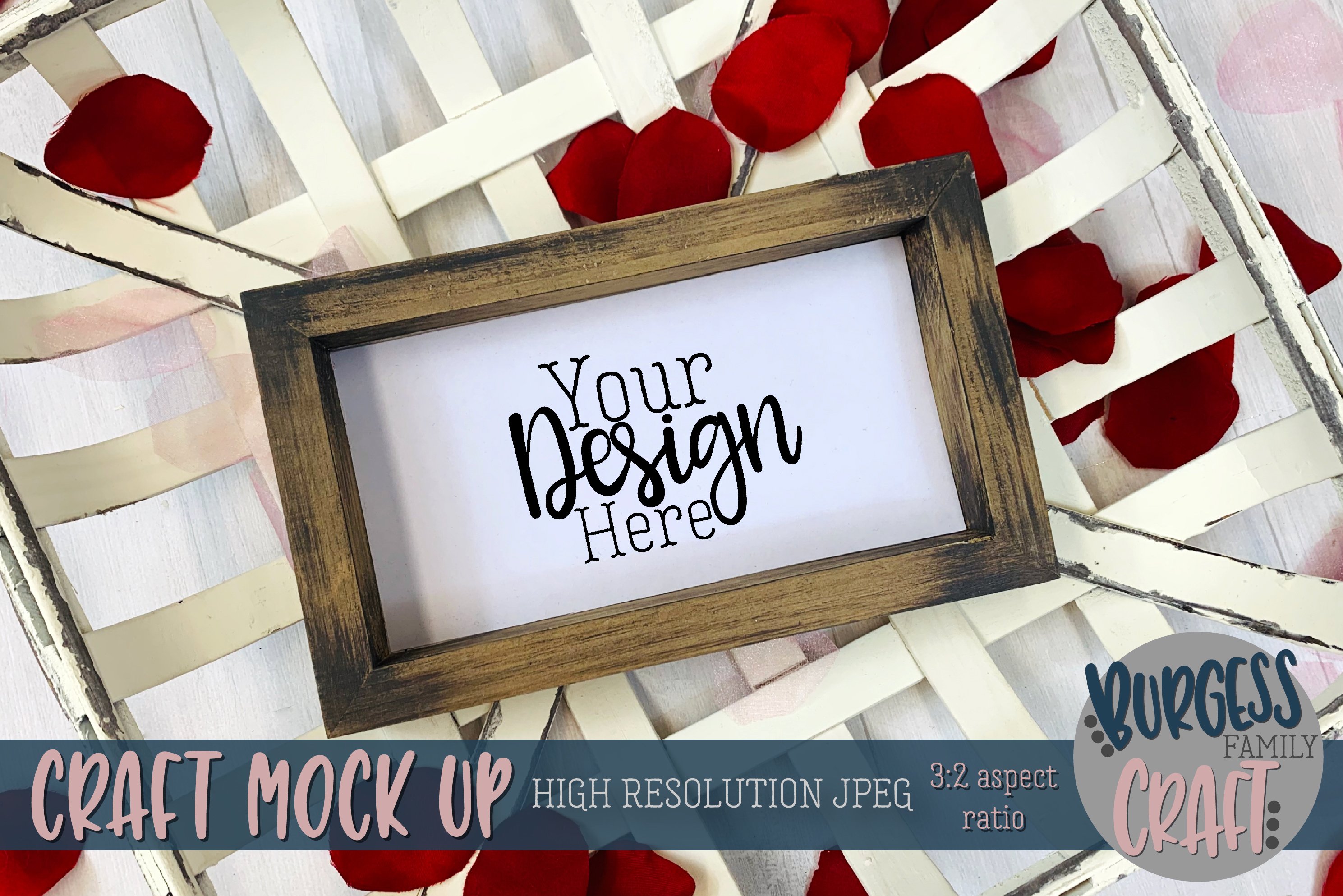 Valentine wood sign and basket Craft mock up (407111) | Craft Mockups ...
