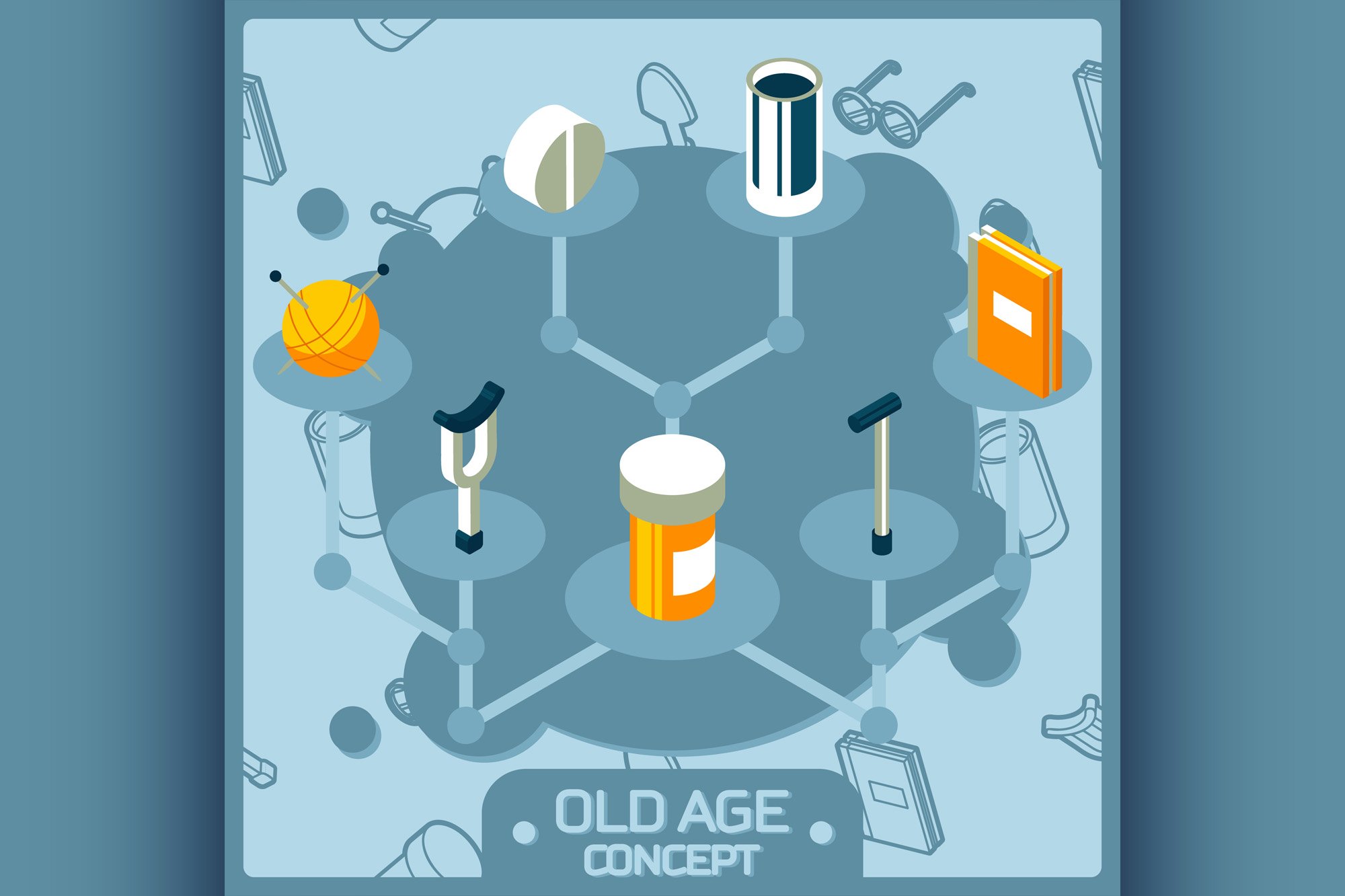 Old age color concept isometric icons (750614) | Illustrations | Design ...