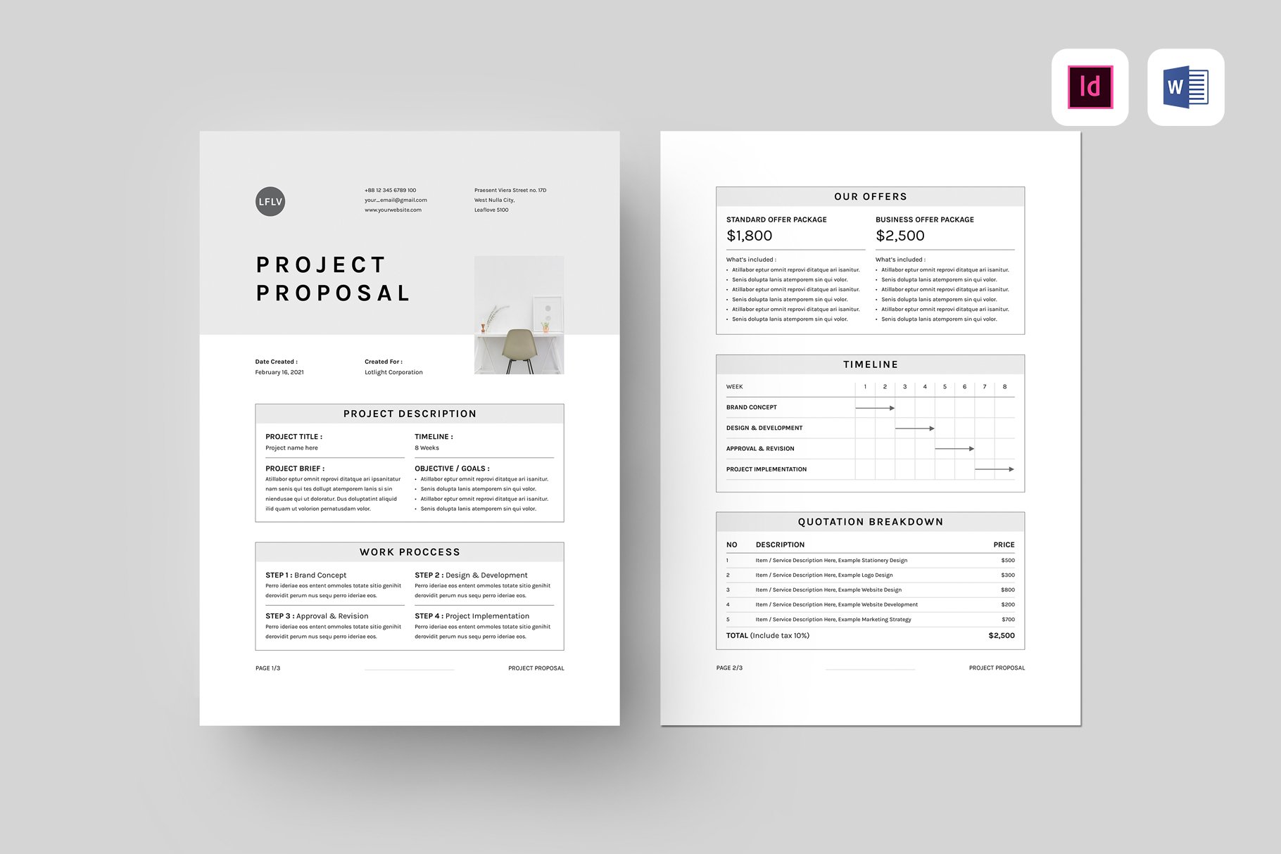 Project Proposal | MS Word & Indesign (1209646) | Flyers | Design Bundles