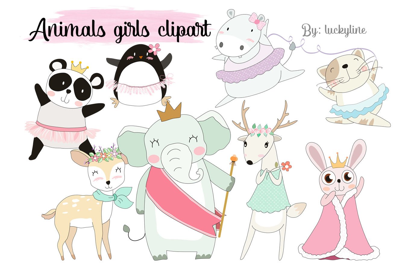 Animals girl clipart Instant Download PNG file - 300 dpi (326472 ...