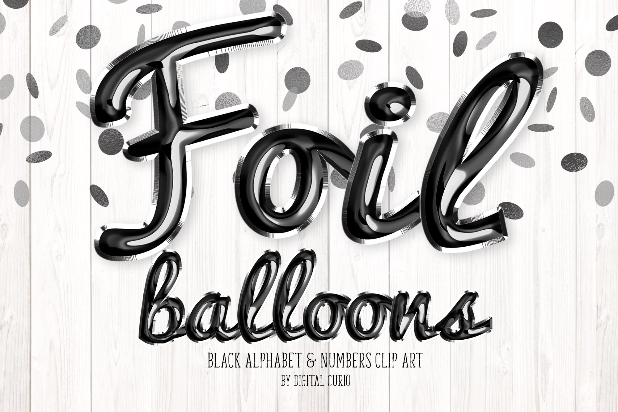 Black Foil Balloon Script Alphabet