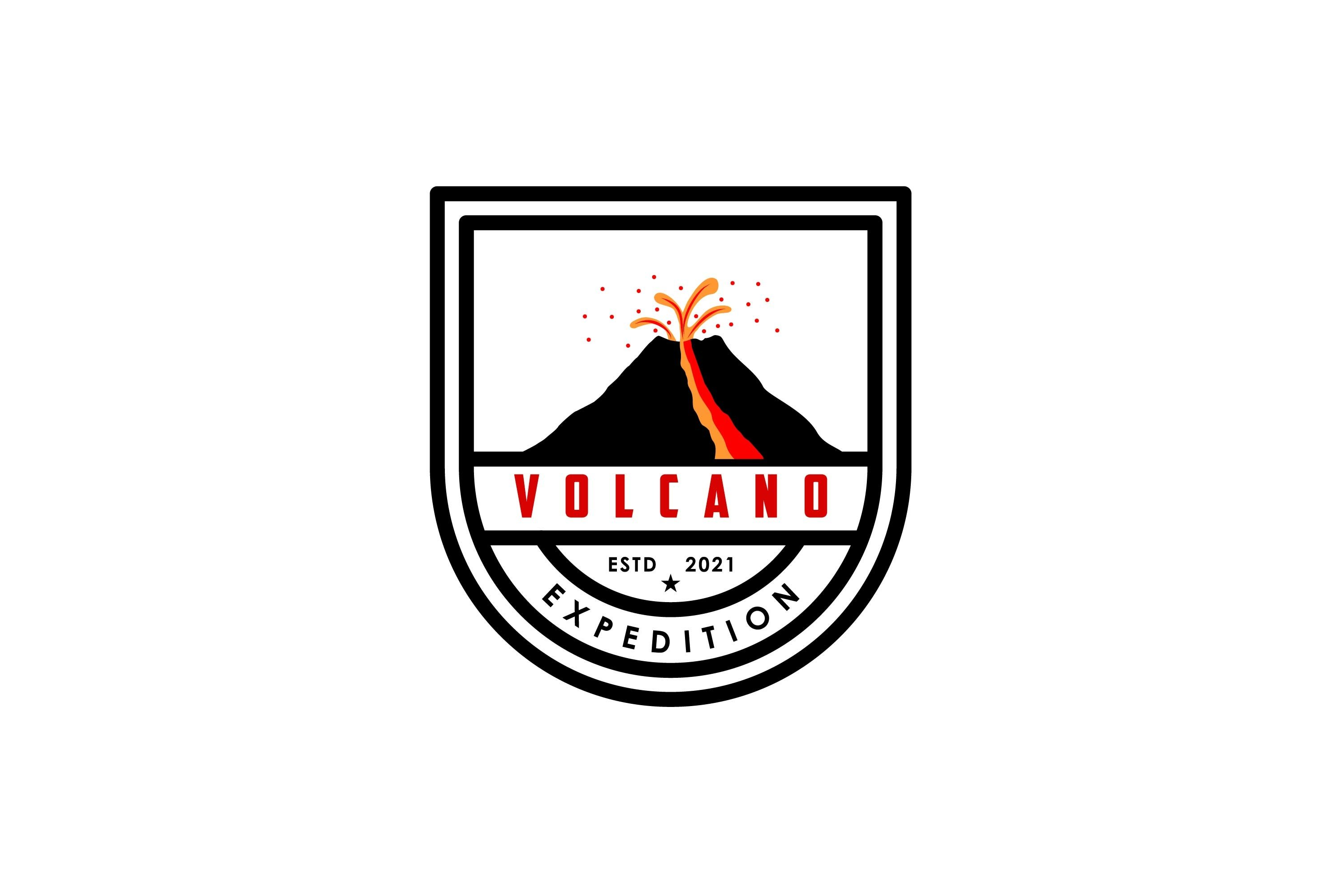 volcano mountain explosion eruption stamp label sticker (1441660 ...