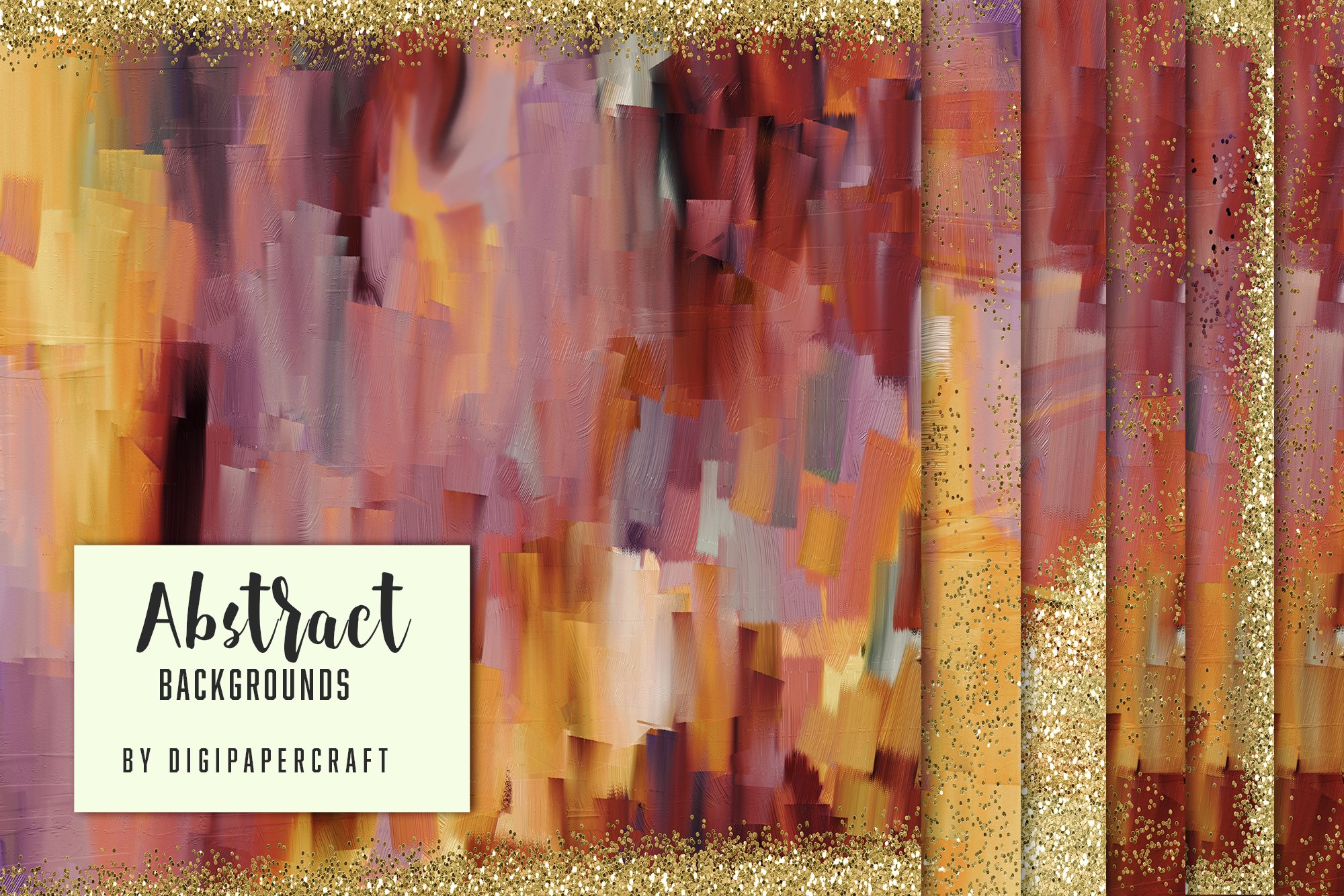 Modern Abstract Art, Sunset paint textures, glitter sparkle (922057 ...