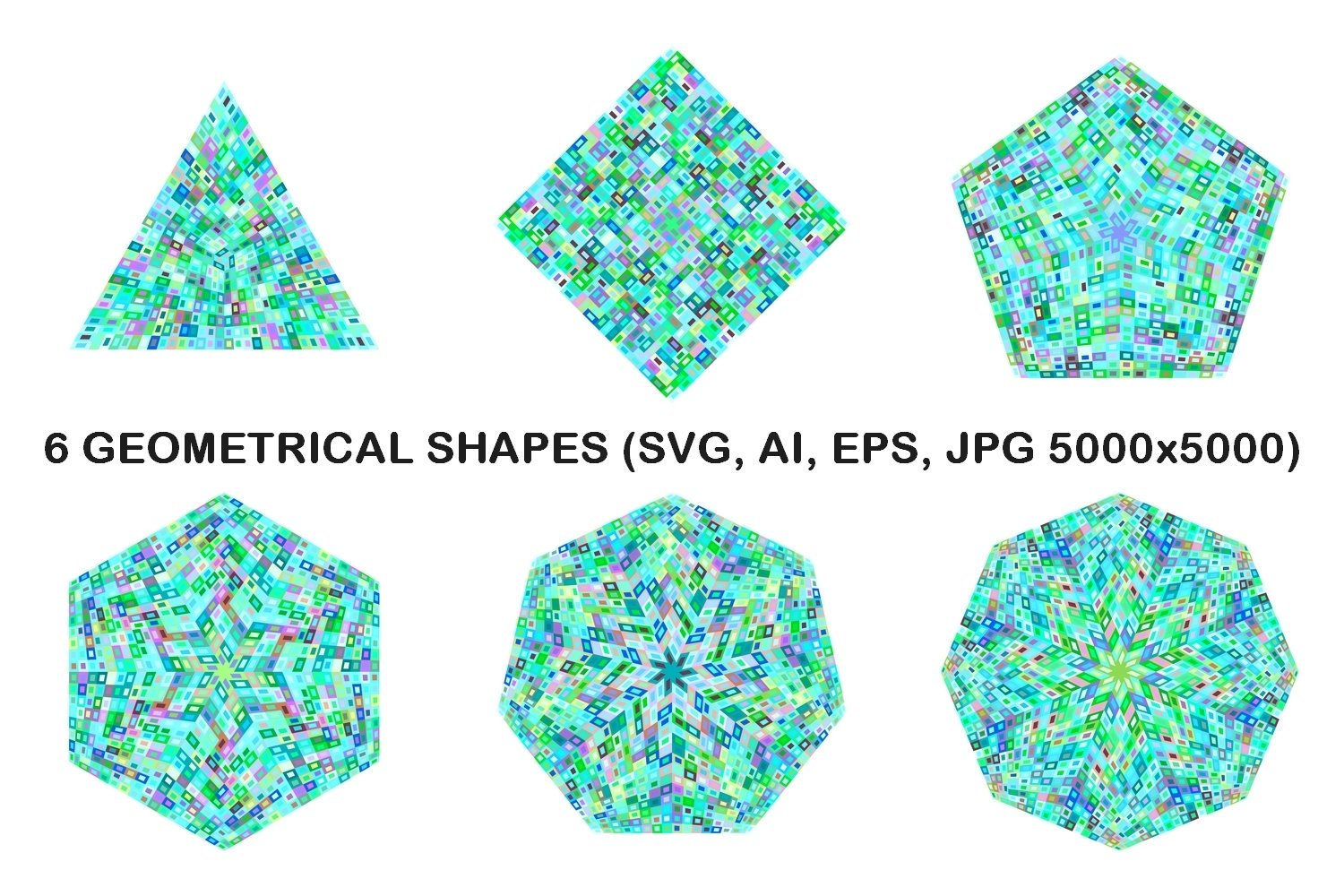 6 Mosaic Pattern Polygons (329926) | Decorations | Design Bundles