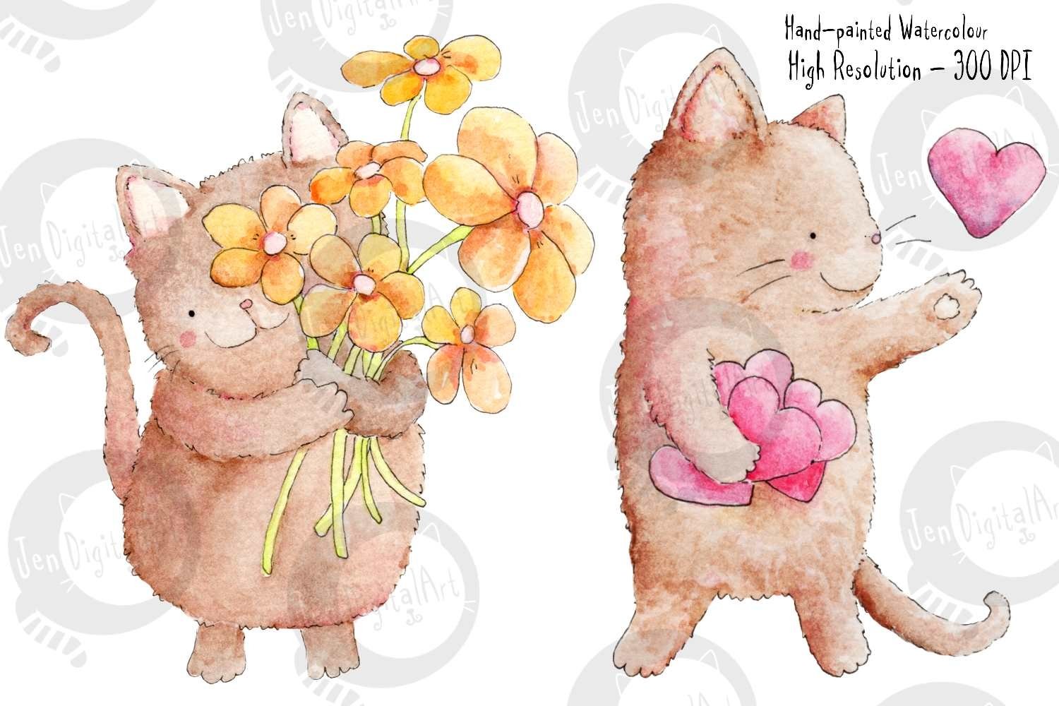 Lovely Cats | Watercolor Illustrations (734137) | Illustrations ...