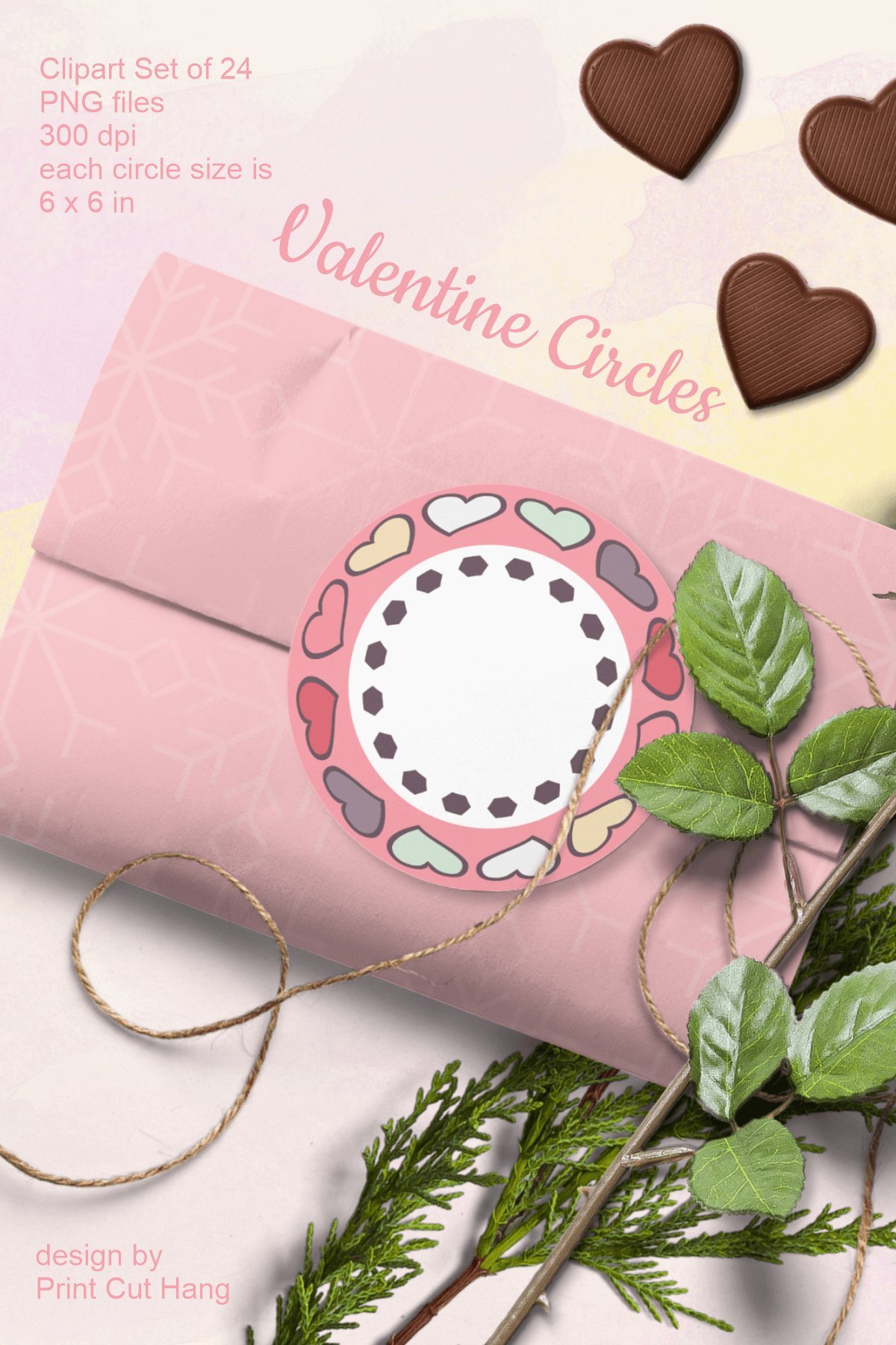 Valentine Circle Frames Clipart Set of 24 PNG files