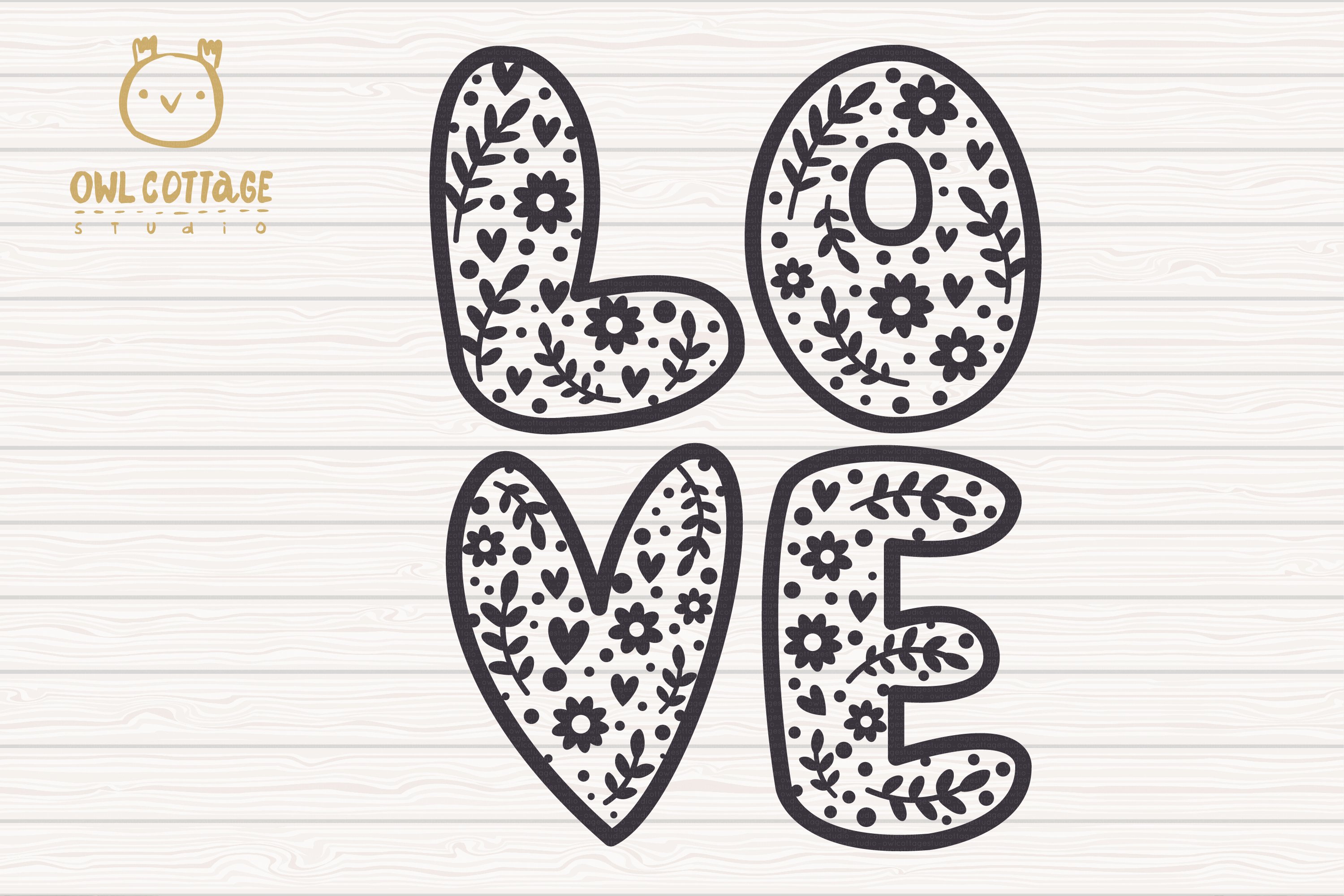 Valentine floral decor Svg, Floral lettering LOVE, Valentine (434422 ...