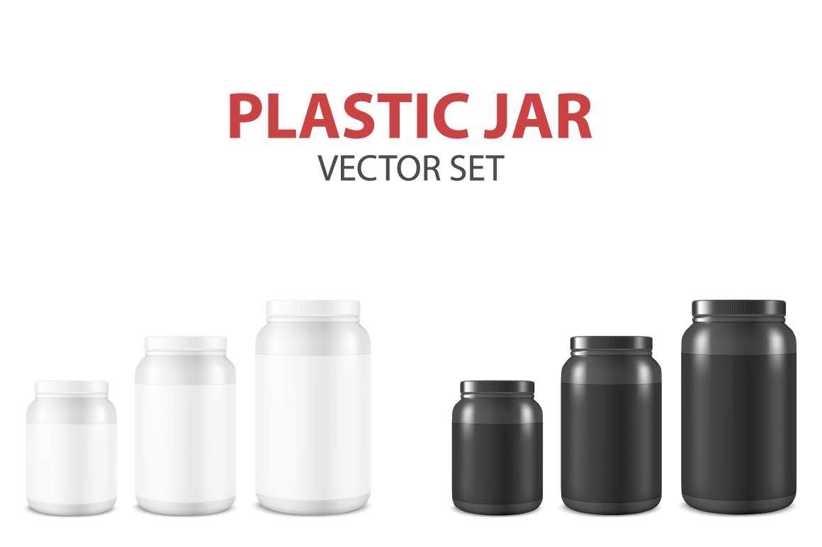 Plastic Jar. Vector set. (1222121) | Illustrations | Design Bundles