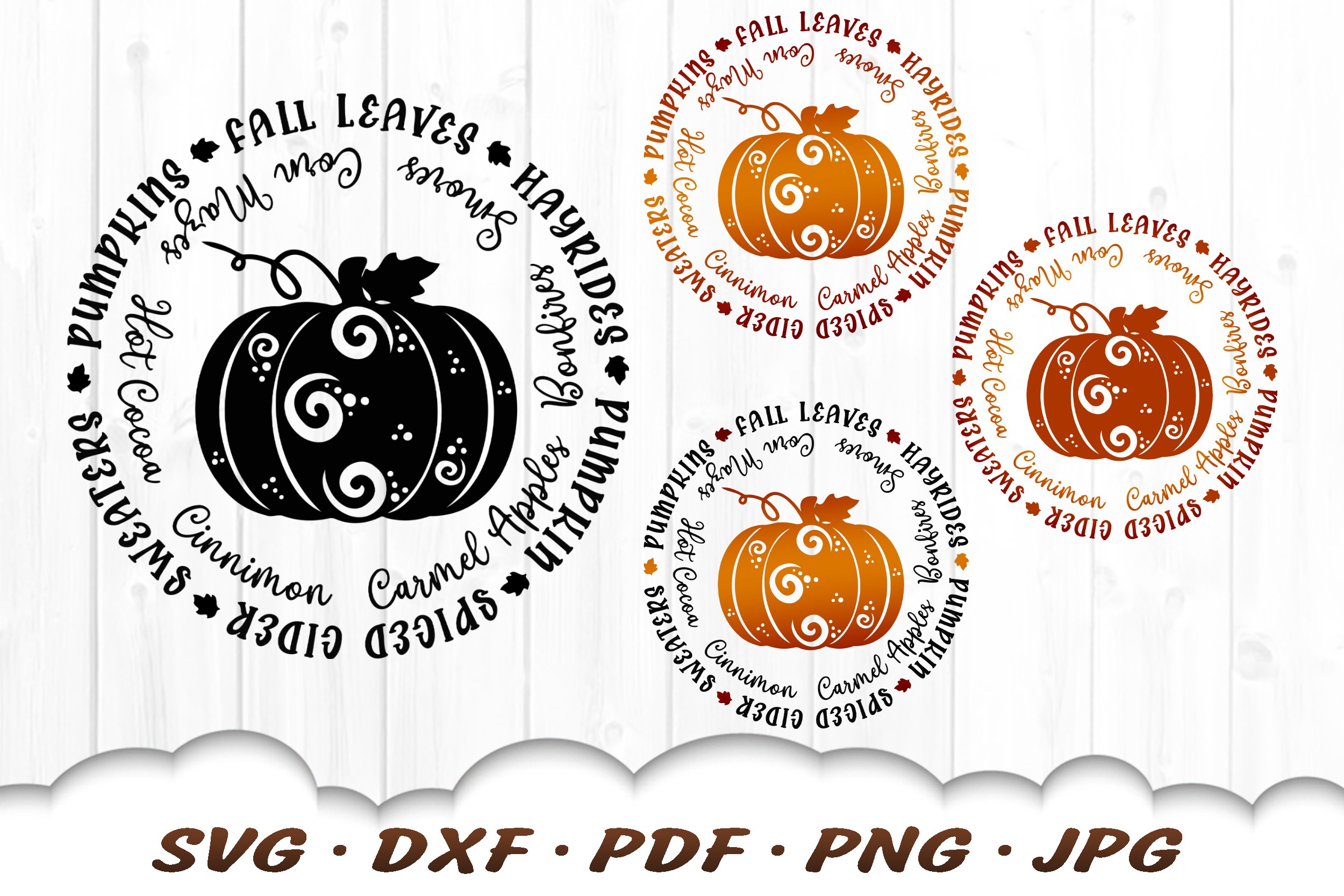 Fall Pumpkin Round SVG DXF Cut Files (923797) | Cut Files | Design Bundles